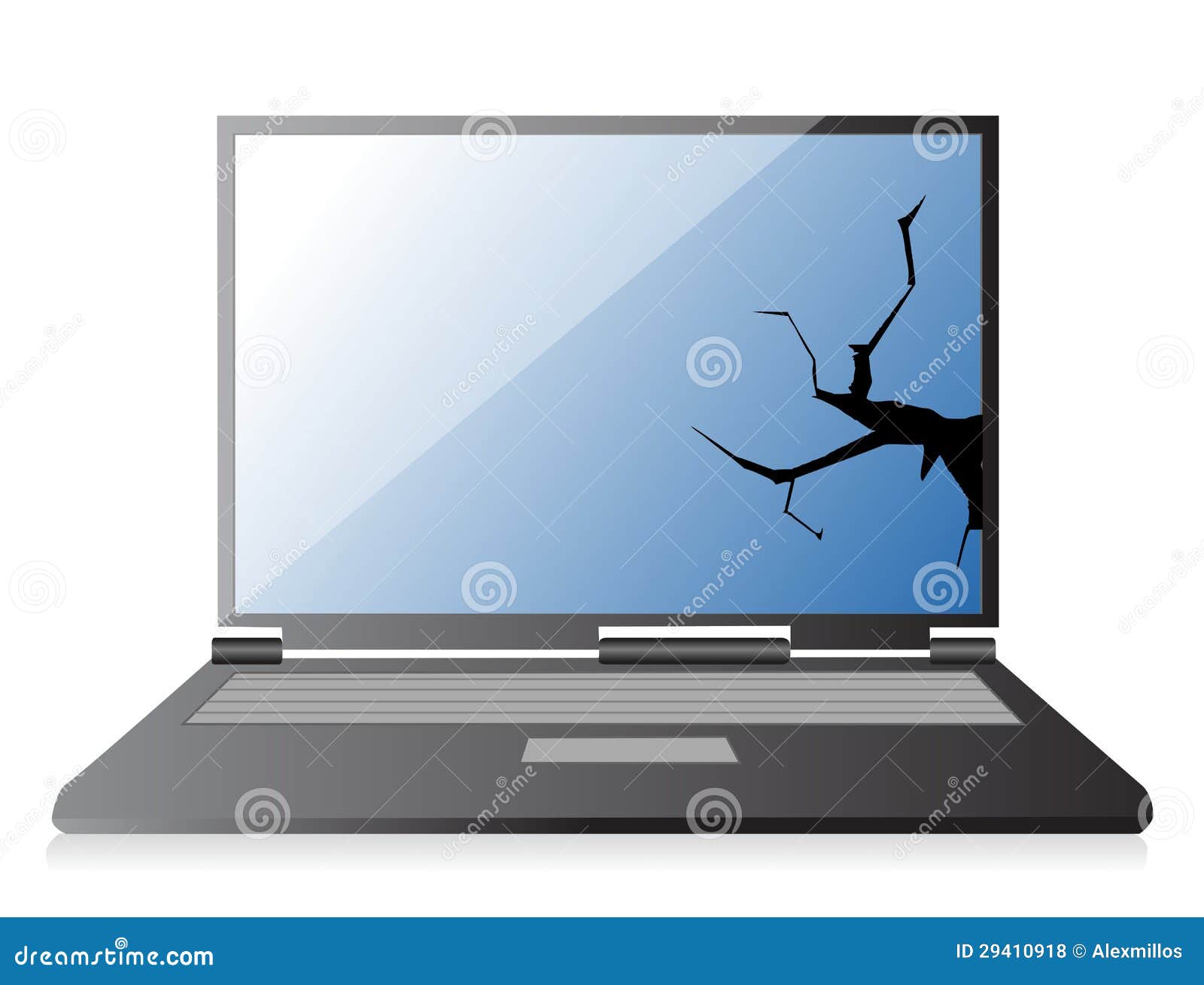 Broken Laptop Vector Illustration Isolated On White Color Background ...