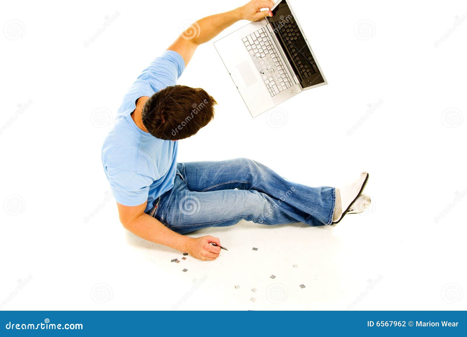 Broken laptop stock photo. Image of male, busted, pain - 6567962