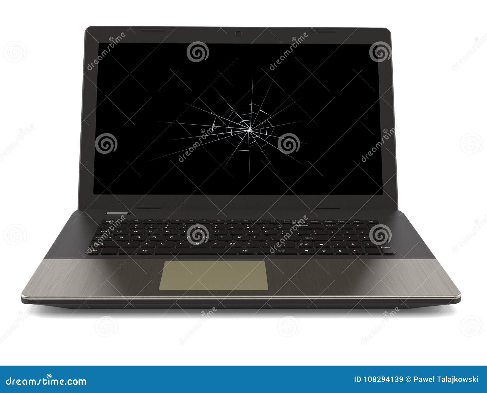 Broken Laptop Vector Illustration Isolated On White Color Background ...
