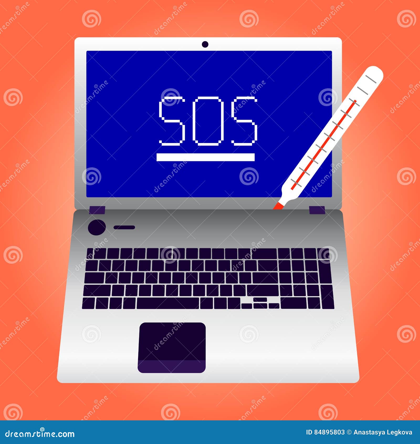 A Laptop With A Cracked Screen Concept. Editable Clip Art. Vector ...