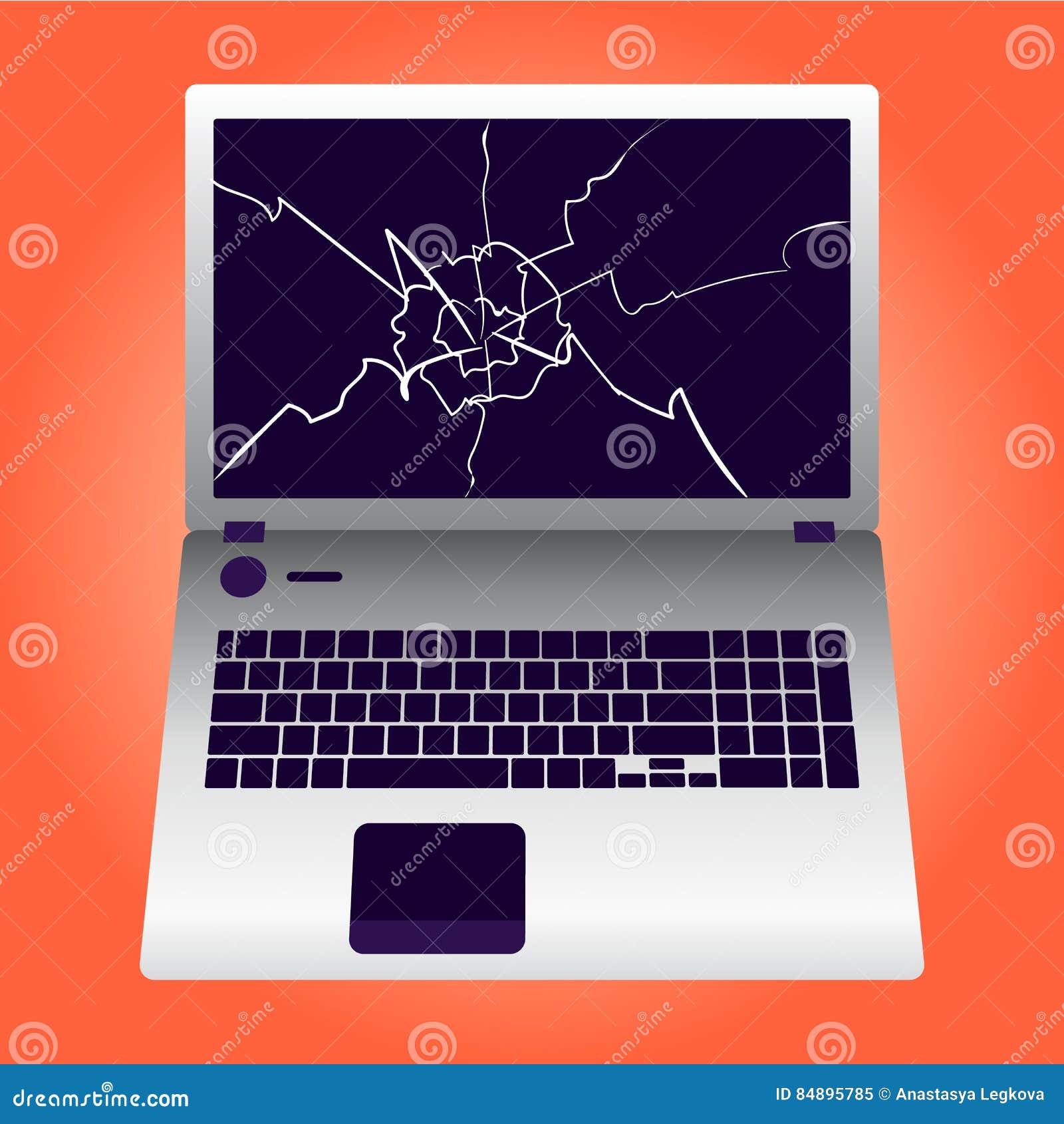Broken Laptop Vector Illustration Isolated, Crashed Computer Flat ...