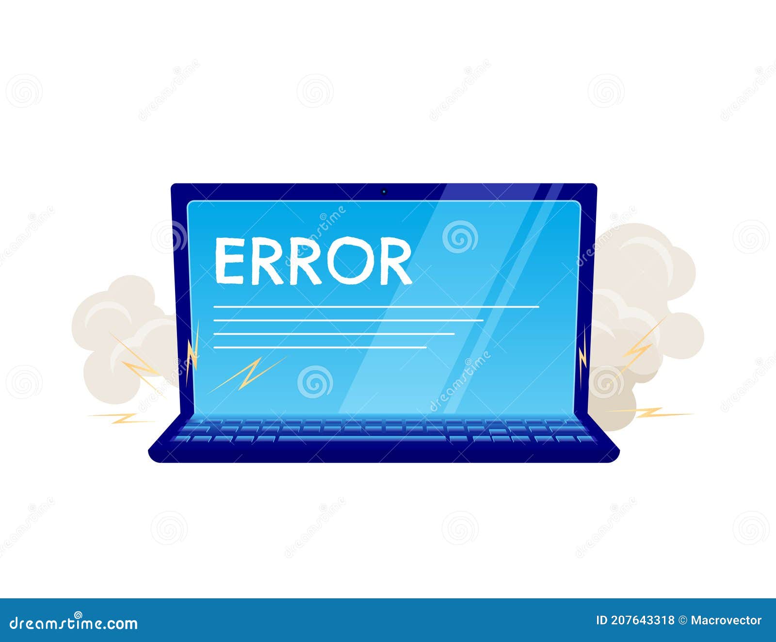 Broken Laptop Vector Illustration Isolated On White Color Background ...