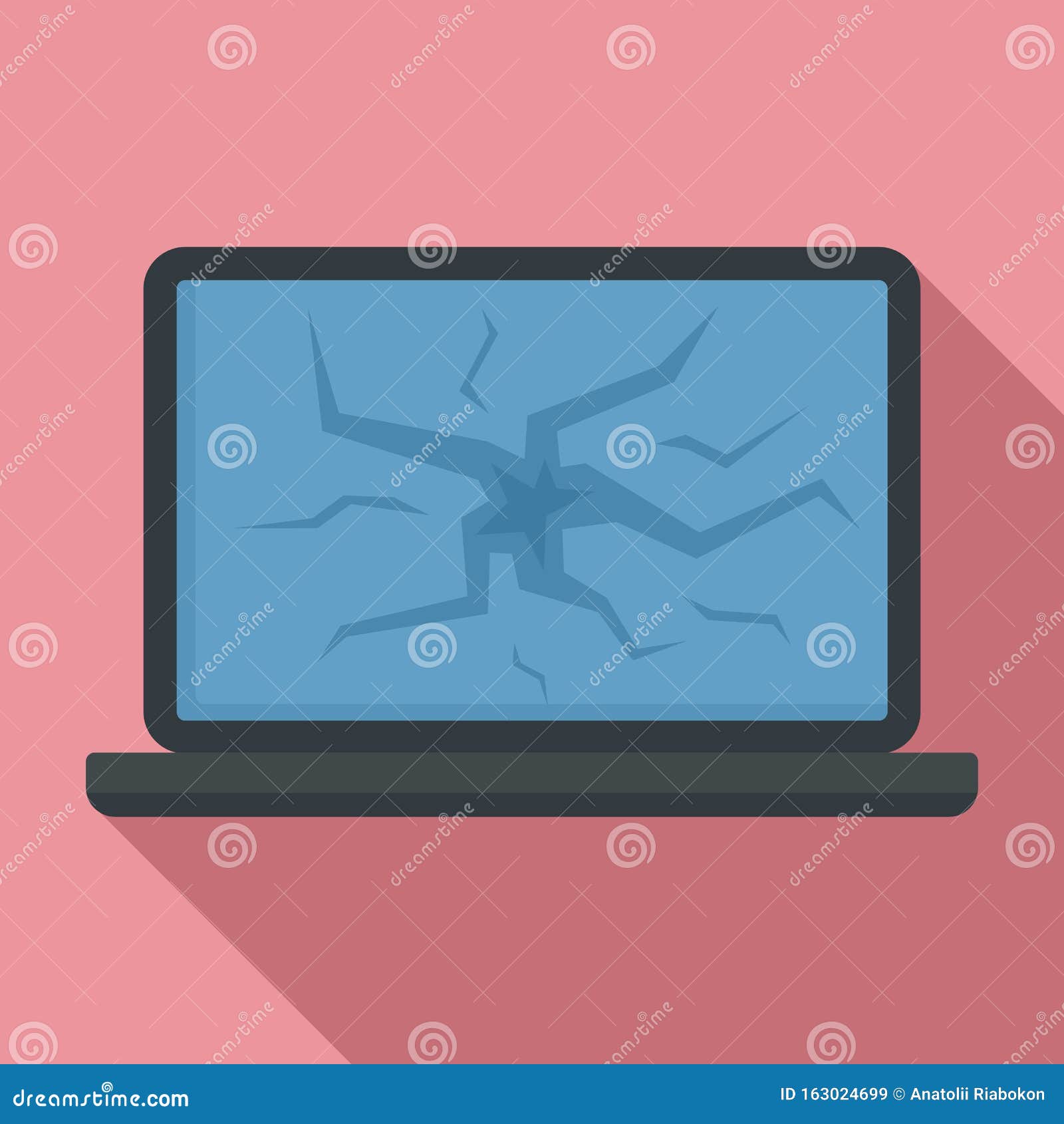 Broken Laptop Icon, Flat Style Stock Vector - Illustration of internet ...