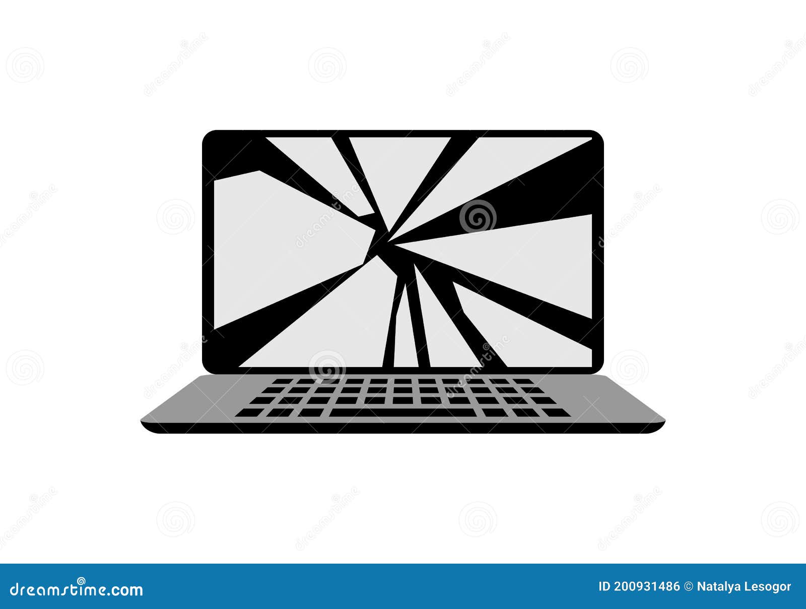 Broken Laptop Icon, Isolated Drawing of a Computer Stock Vector ...