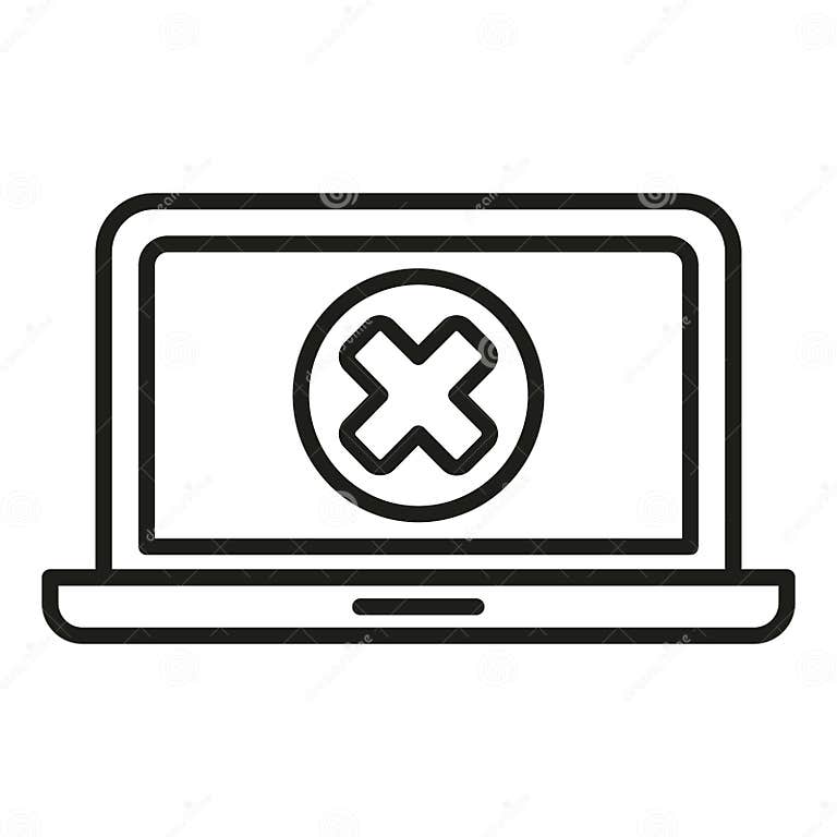 Broken Laptop Icon Outline Vector. Button Tool Error Stock Illustration ...
