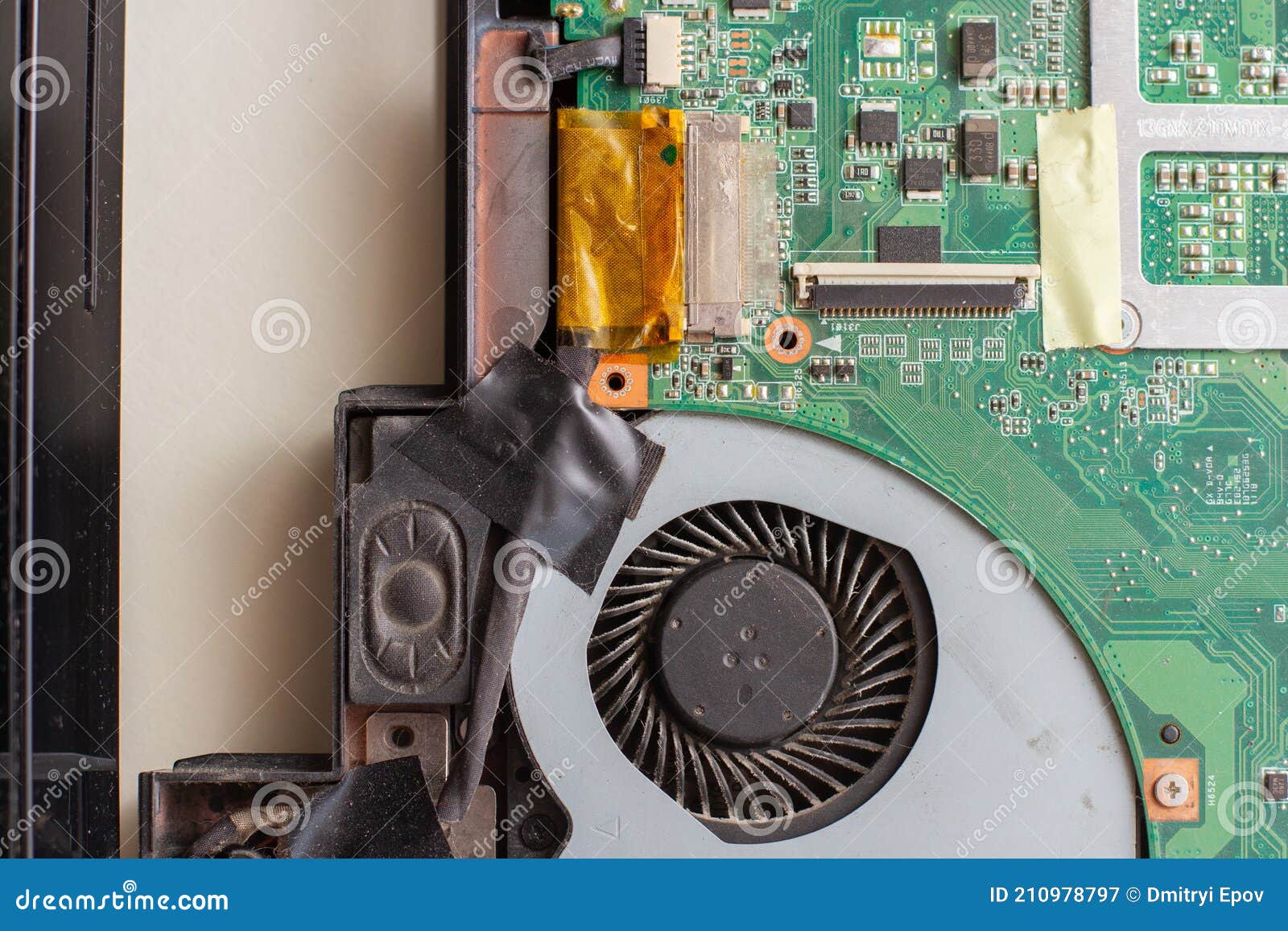 Broken Laptop Motherboard. Computer Circuit Board Stock Image - Image ...