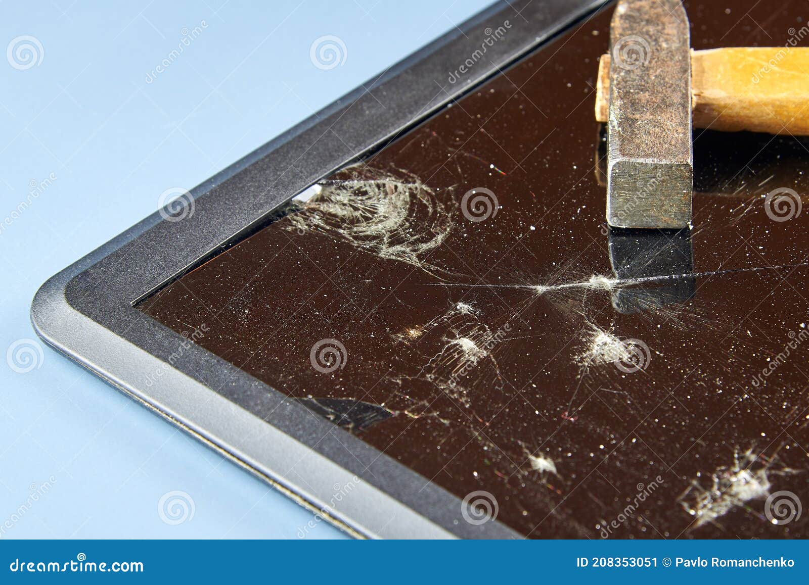 Broken Laptop Screen with a Hammer on it Stock Image - Image of laptop ...