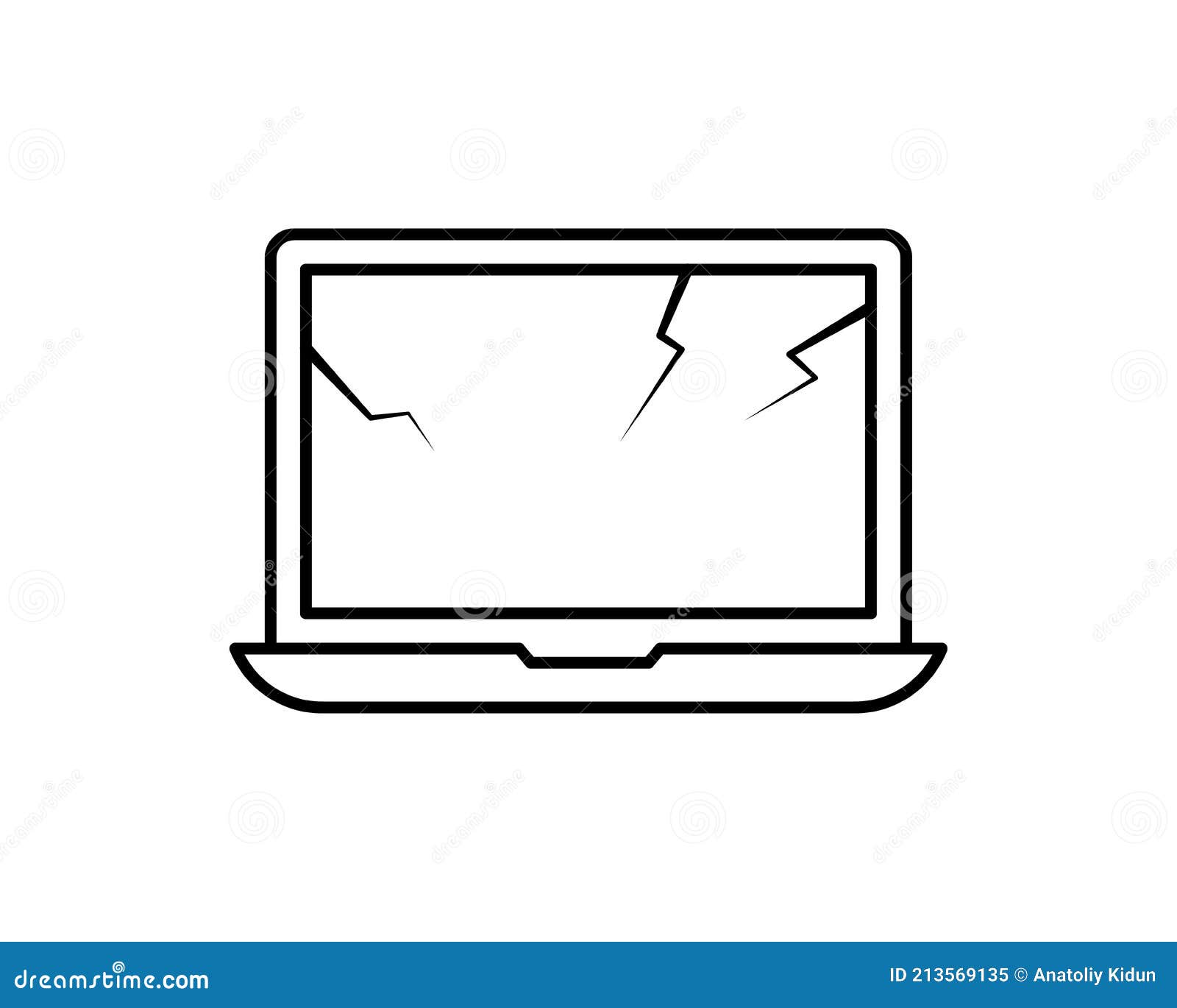 Broken Laptop Vector Illustration Isolated On White Color Background ...