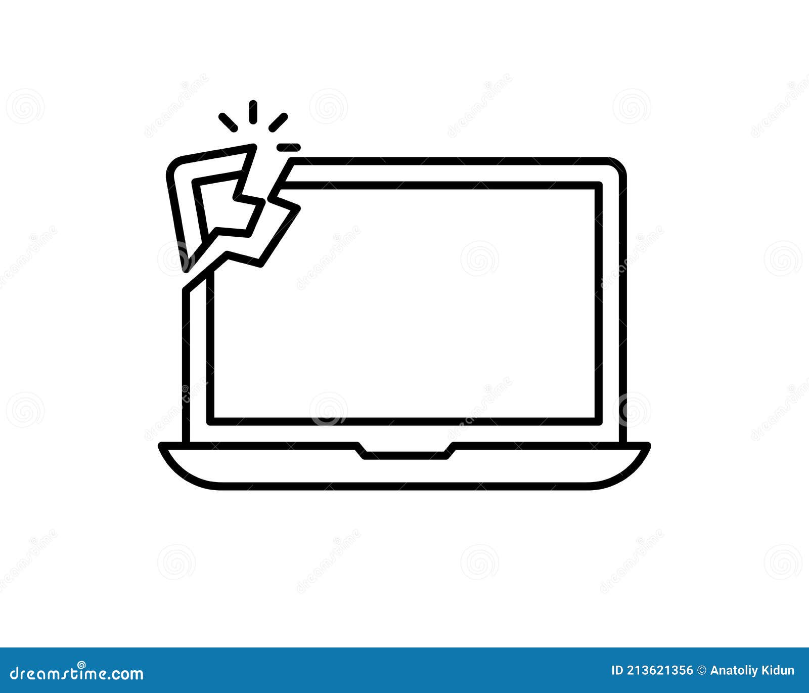 Broken Laptop Vector Illustration Isolated On White Color Background ...