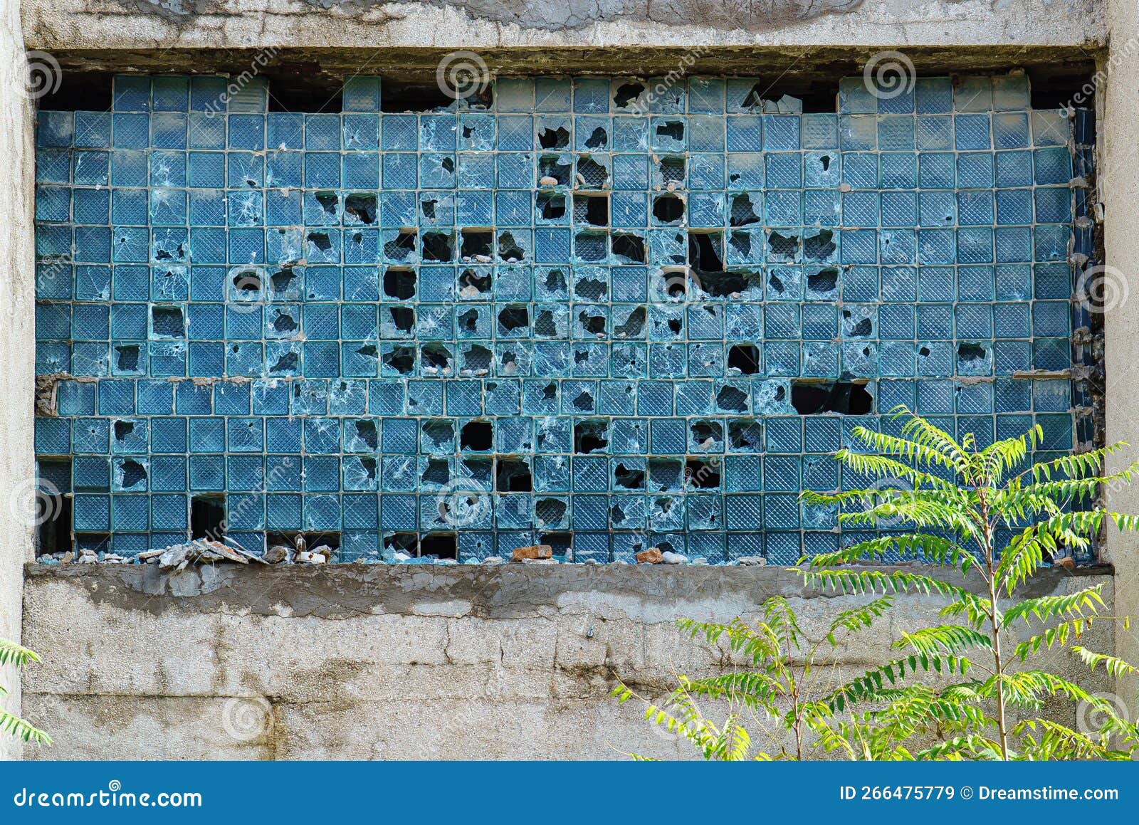 Broken Large Square Glass Window Stock Image - Image of pattern ...