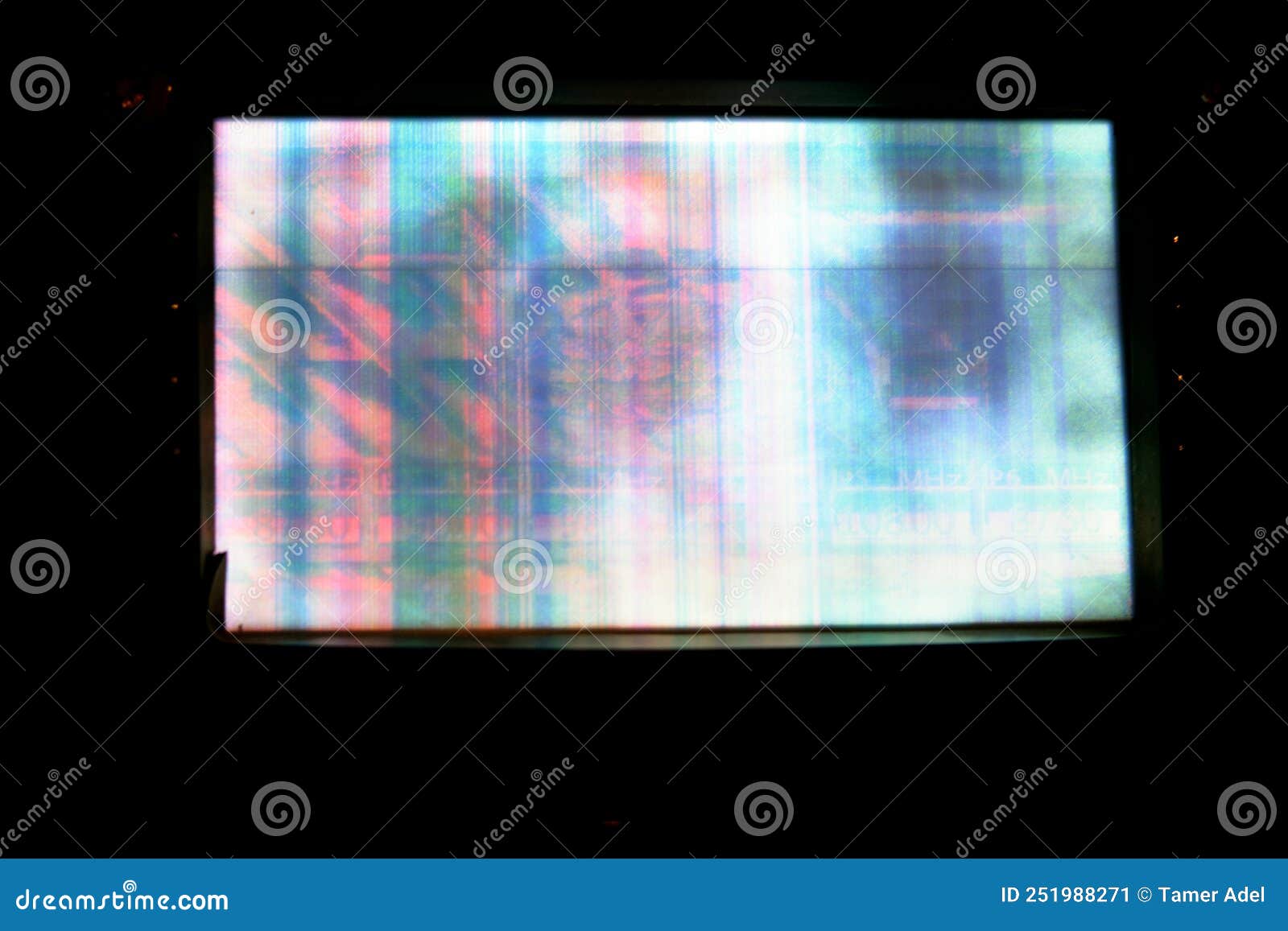 Broken LCD Screen with Multiple Colors and Pixelations with Color ...