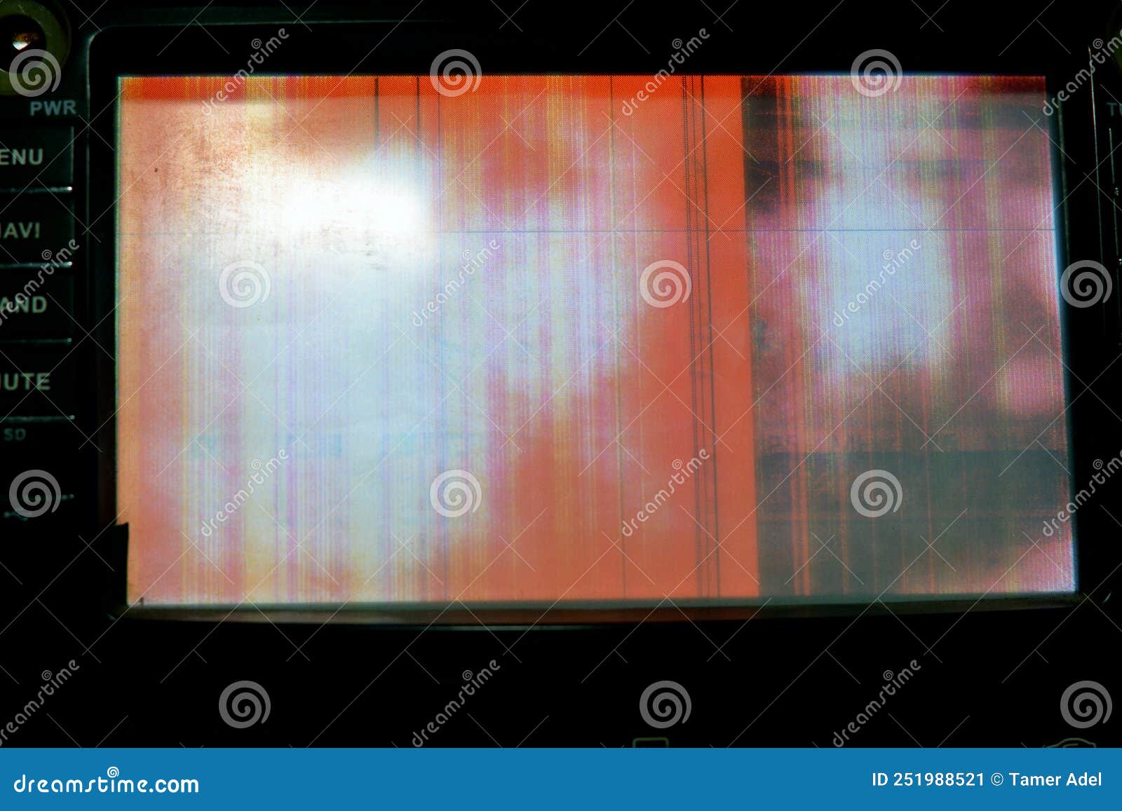 Broken LCD Screen with Multiple Colors and Pixelations with Color ...