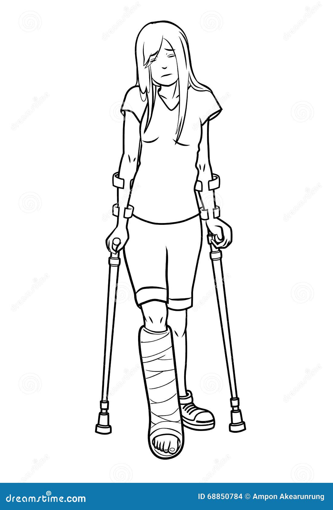 Broken leg outline stock vector. Illustration of health - 68850784