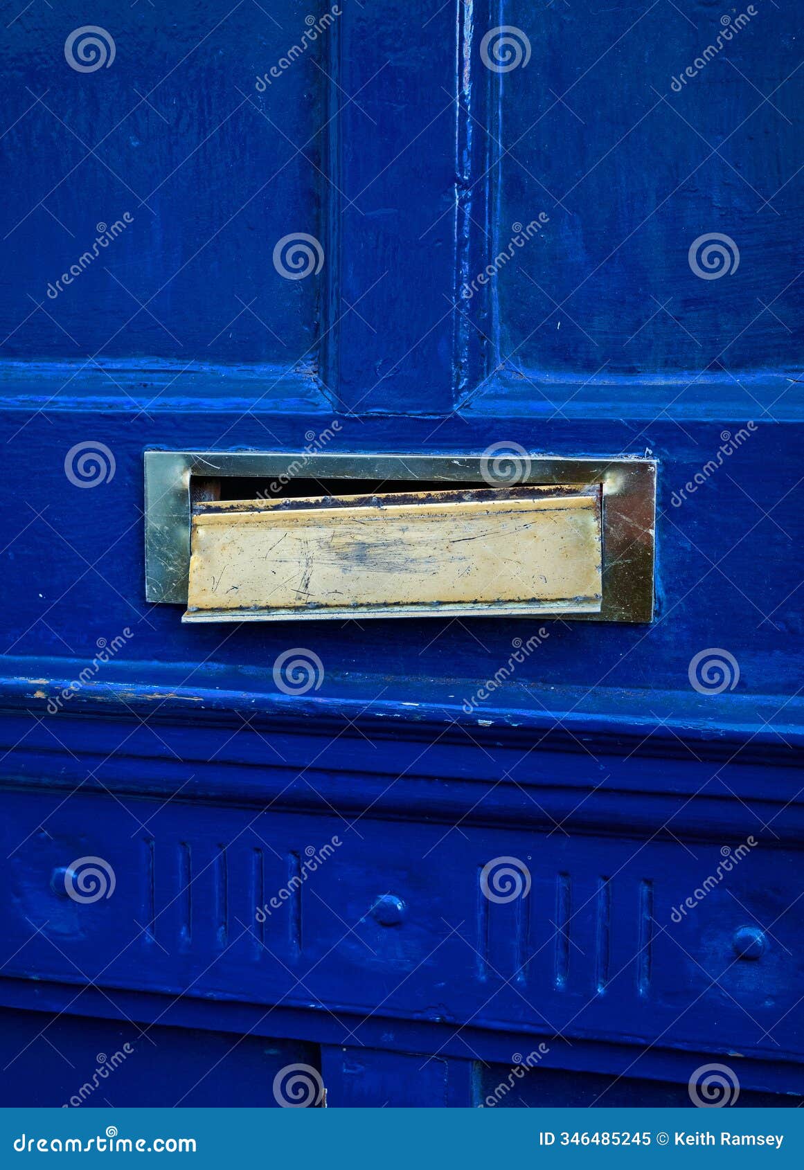 Blue Door stock image. Image of door, faded, paint, brass - 346485245