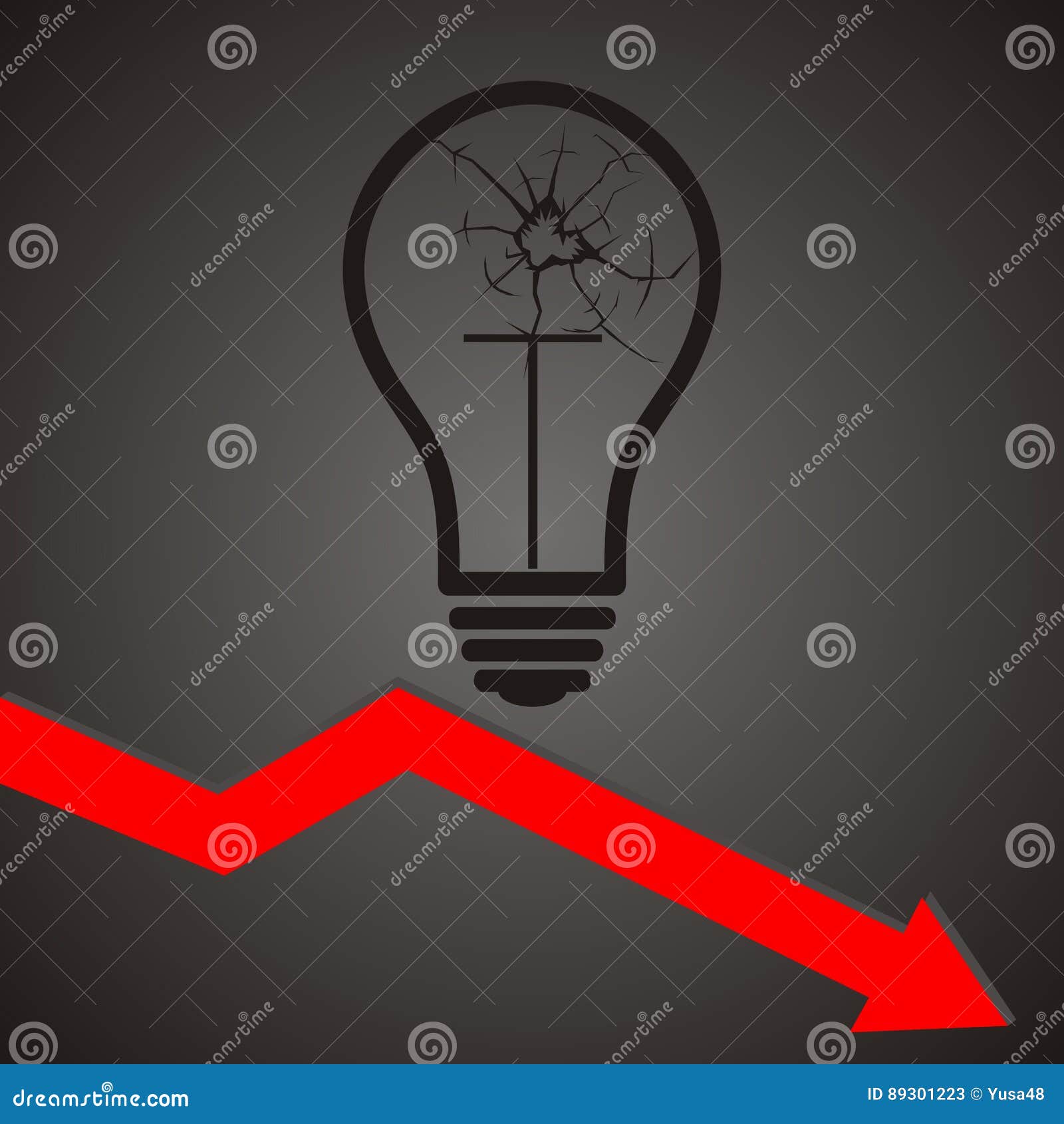 Broken Light Bulb, Broken Idea Concept Illustration Stock Illustration ...
