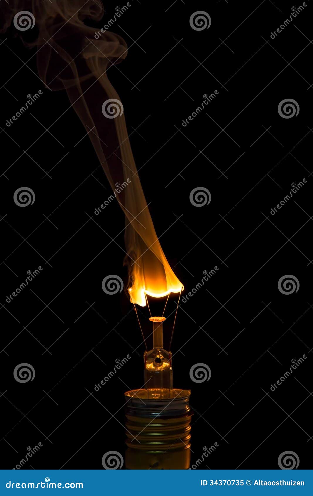 Broken Light Bulb Burn Out with Flame Stock Image - Image of burnt ...