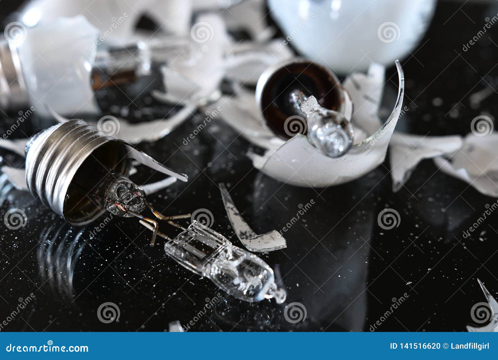 Broken Light Bulb Close Up stock photo. Image of object - 141516620