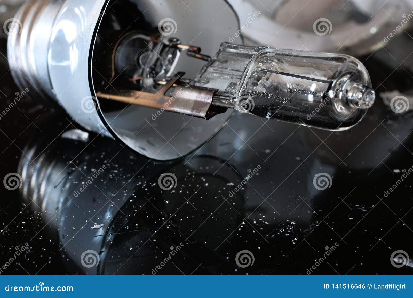 Broken Light Bulb Close Up stock photo. Image of concept - 141516646