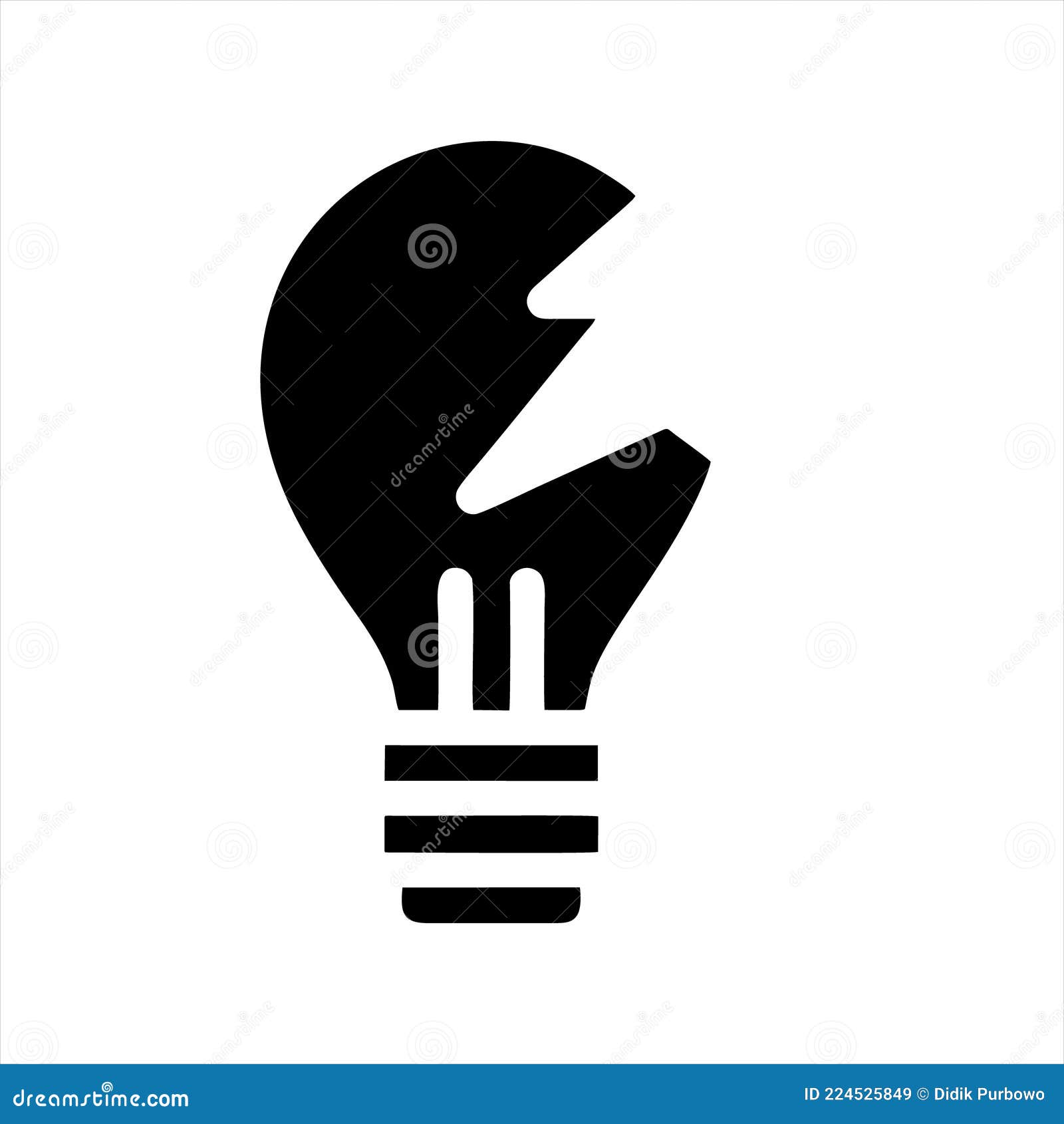 Broken Light Bulb Icon Isolated on White Background. Broken Light Bulb ...