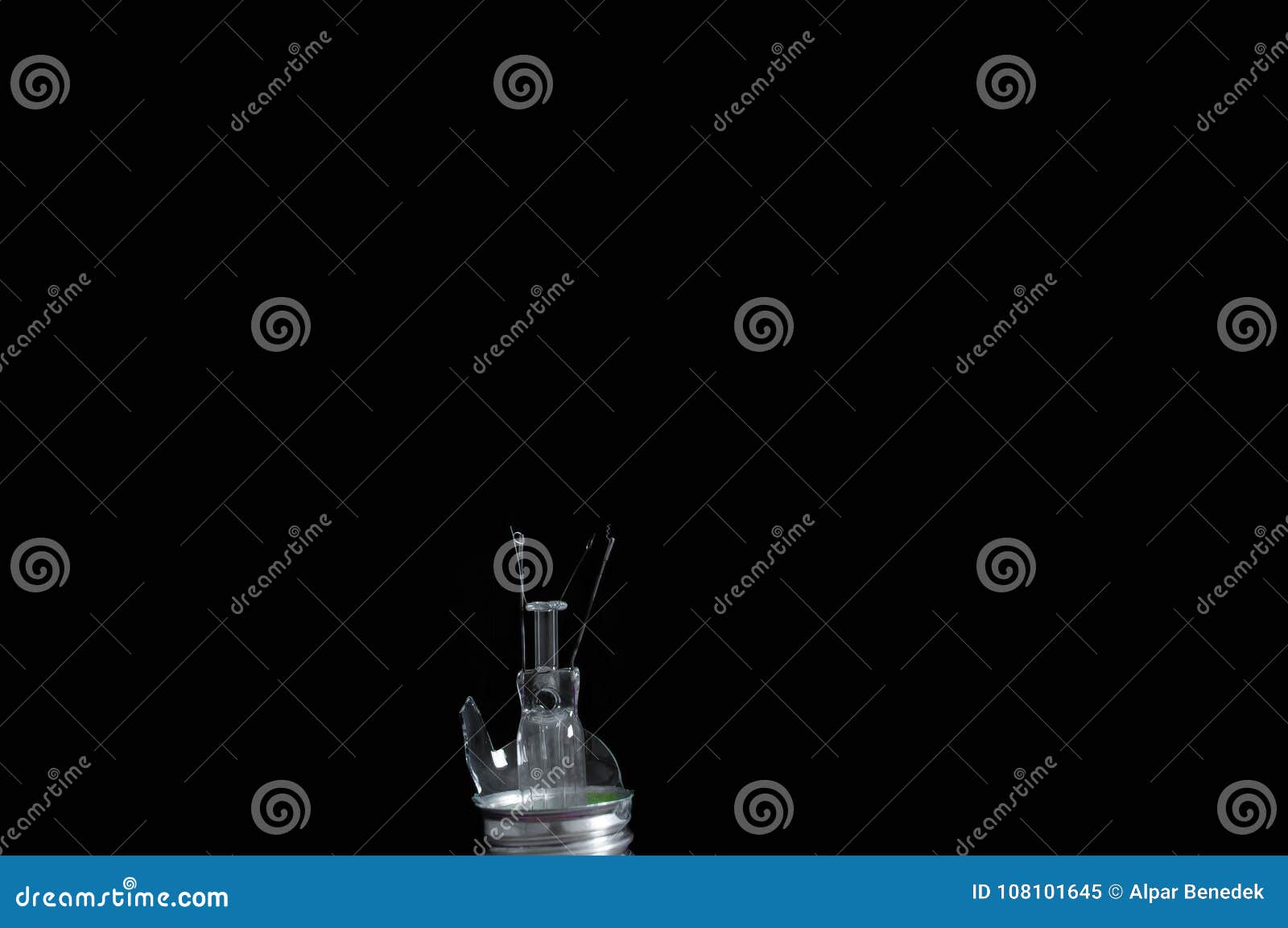 Broken Light Bulb Isolated on Black Background . Stock Image - Image of ...
