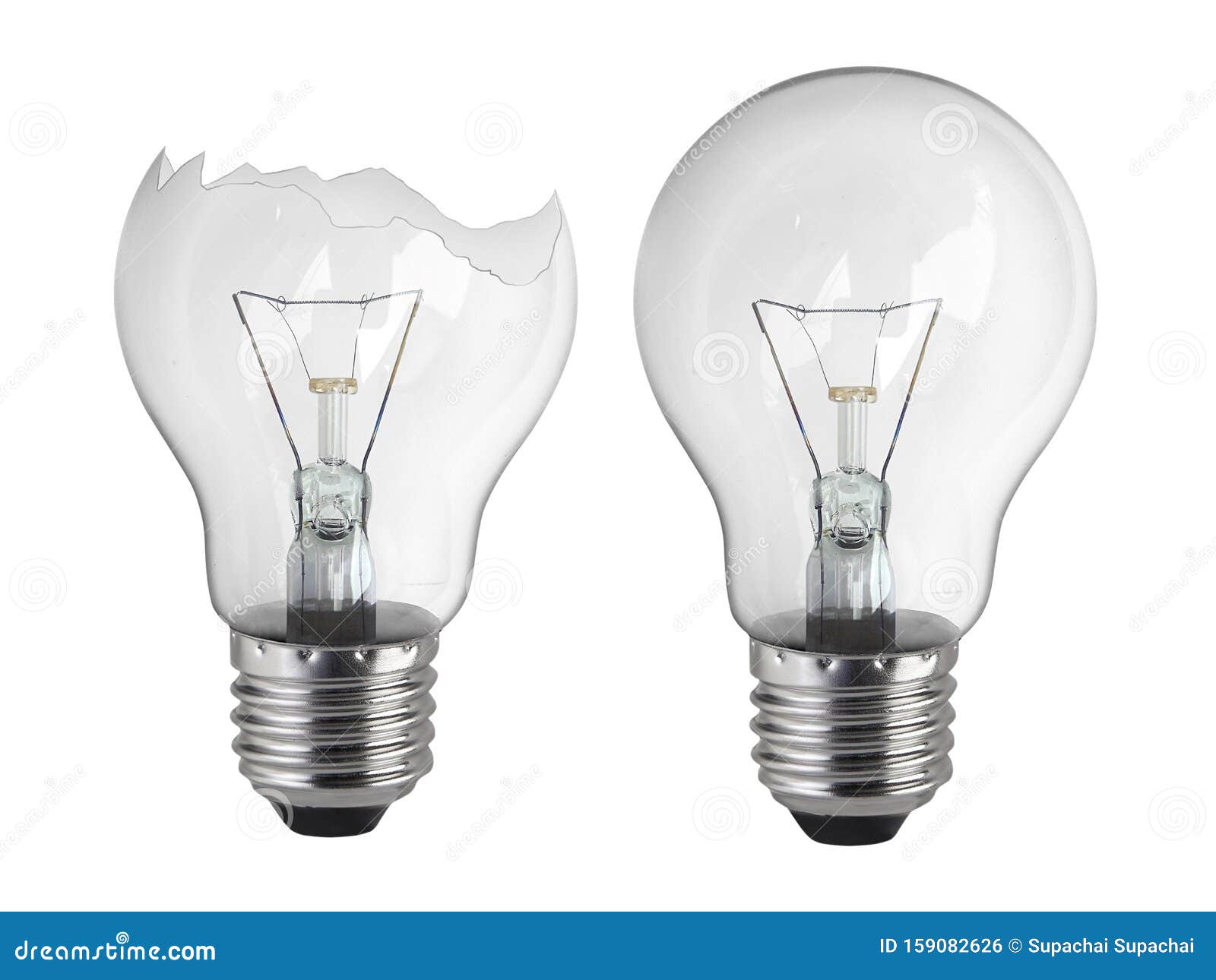 Broken Light Bulb Isolated on White Background Stock Photo - Image of ...