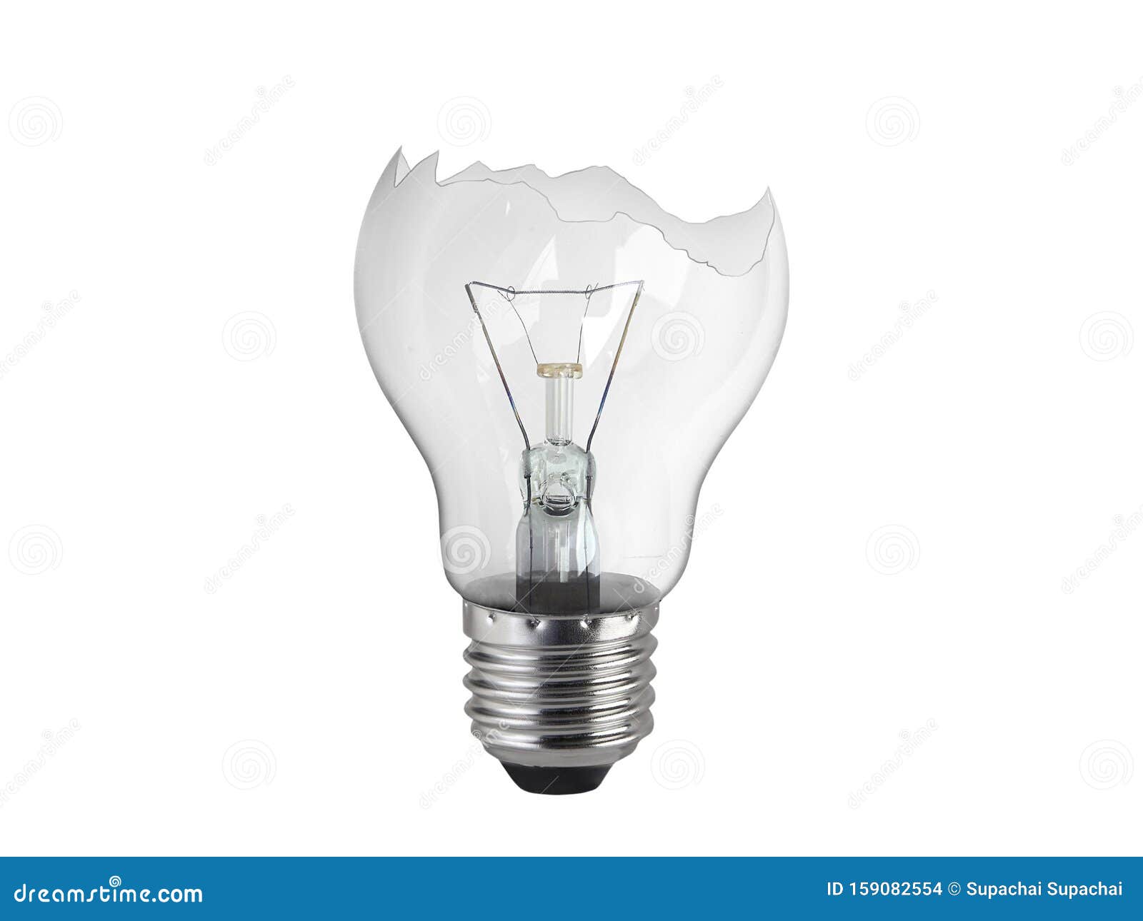 Broken Light Bulb Isolated on White Background Stock Photo - Image of ...