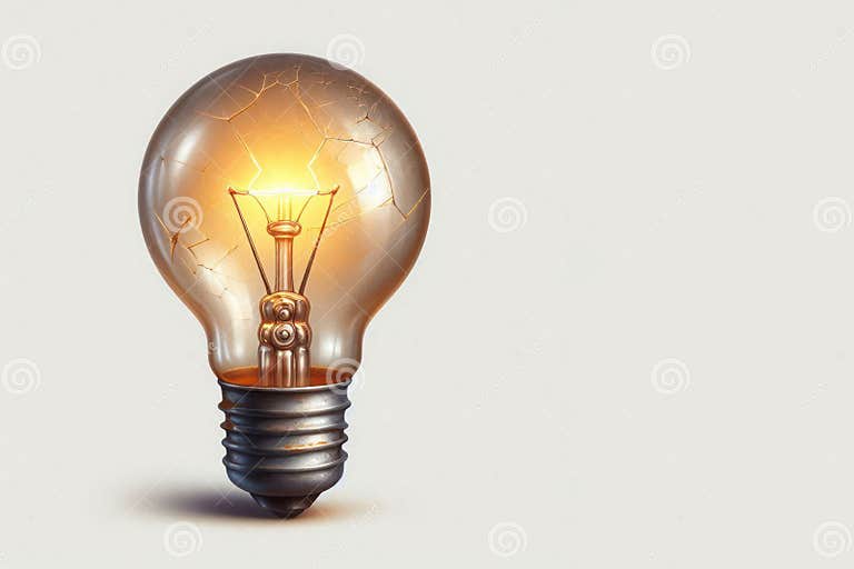 A Broken Light Bulb with a Warm Light. Space for Text. Stock Image ...