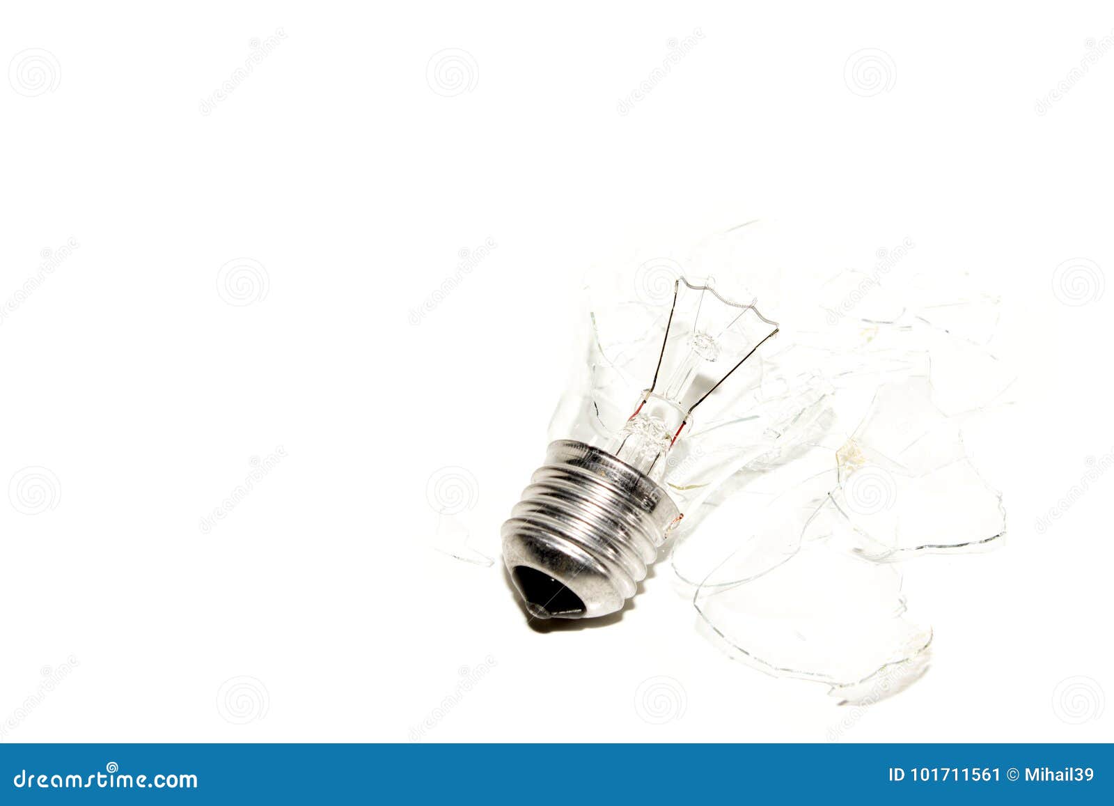 Broken Light Bulb on a White Background Stock Image - Image of gray ...