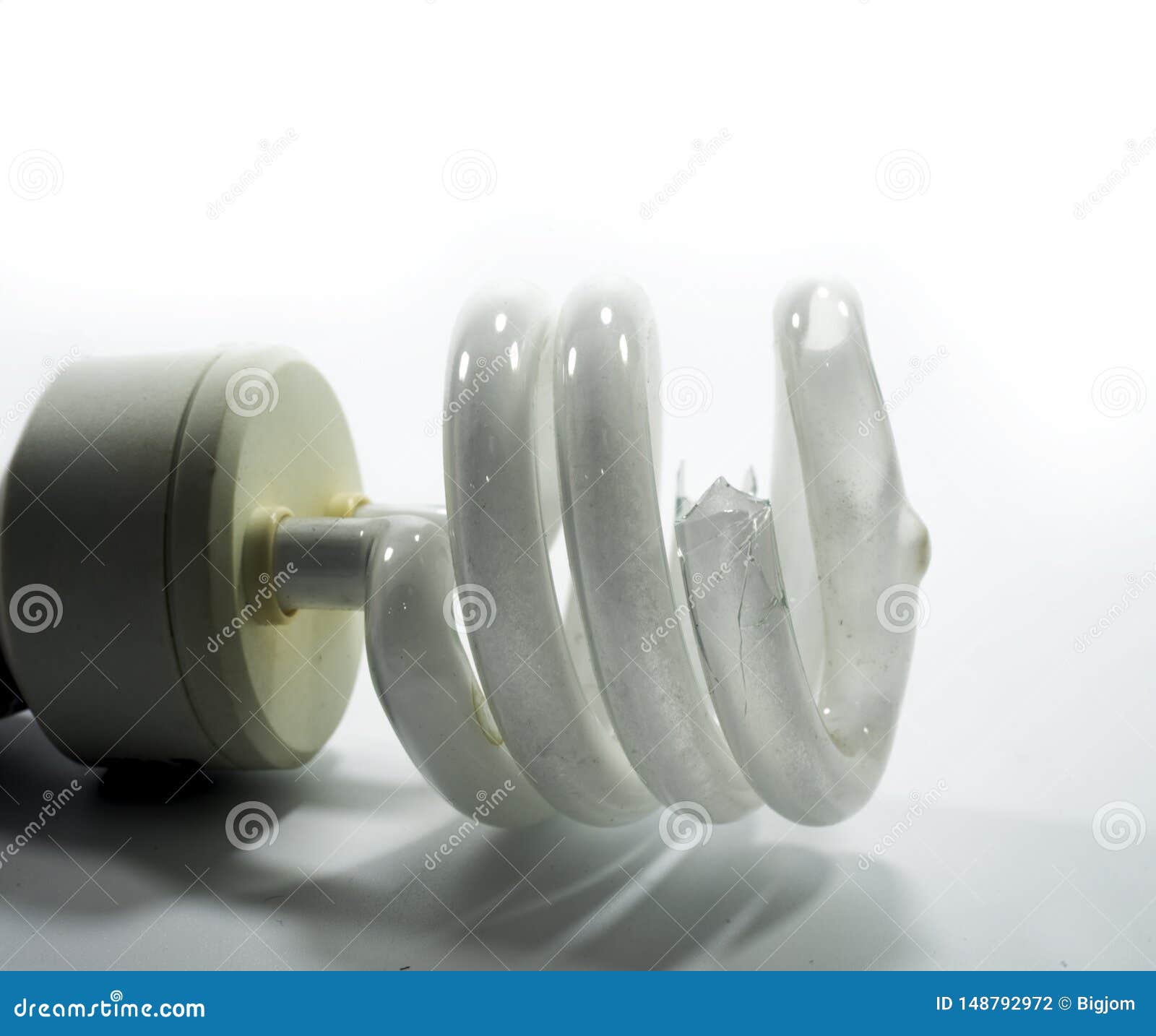 Broken Light Bulb on White Background Stock Photo - Image of energy ...