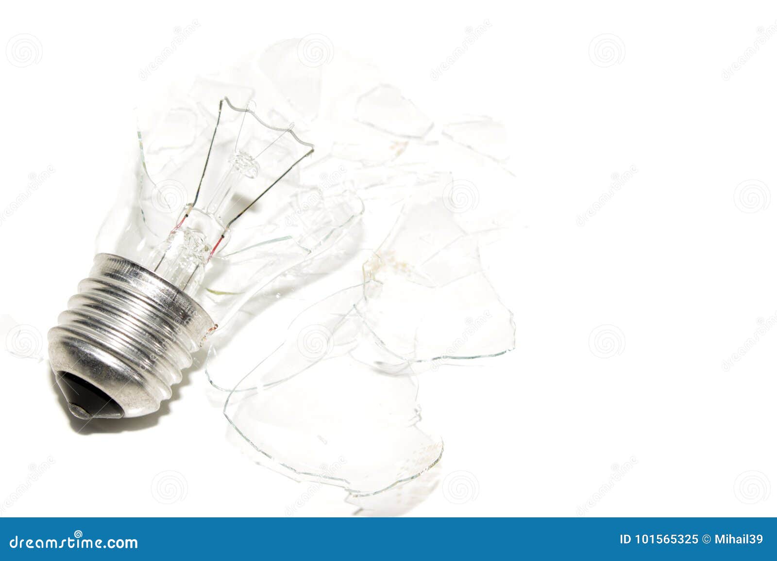 Broken Light Bulb on a White Background Stock Image - Image of bulb ...