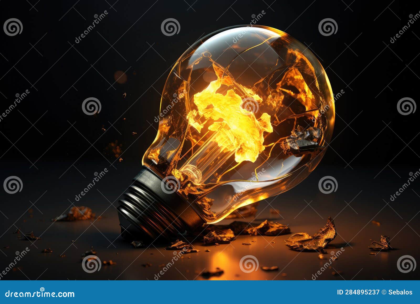 Broken Lightbulb on a Dark Background Stock Illustration - Illustration ...