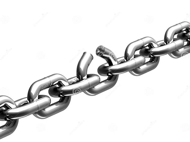 Broken link in chain stock illustration. Illustration of weakness ...