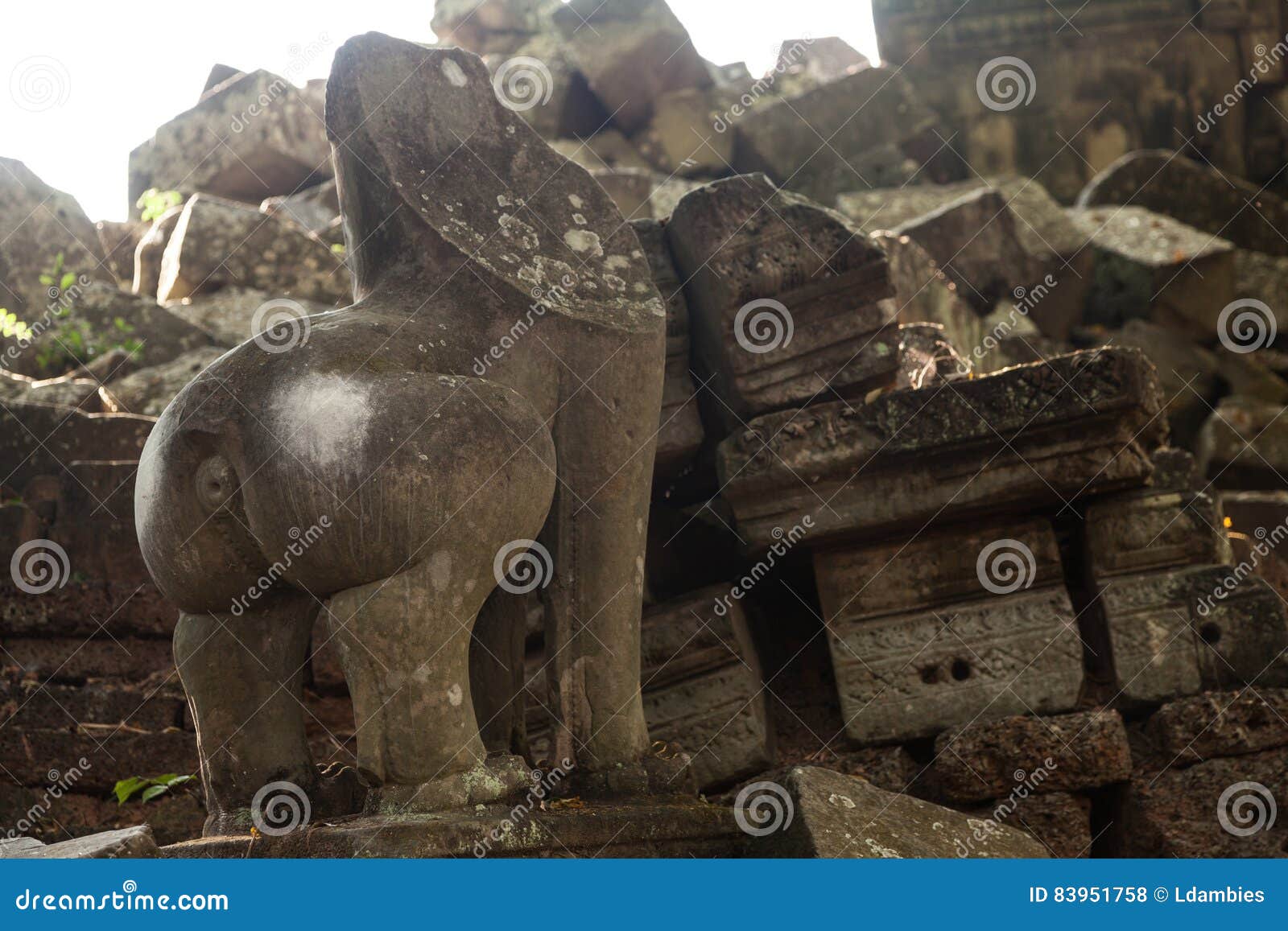 Broken Lion Statue Angkorian Temple Stock Photos - Free & Royalty-Free ...