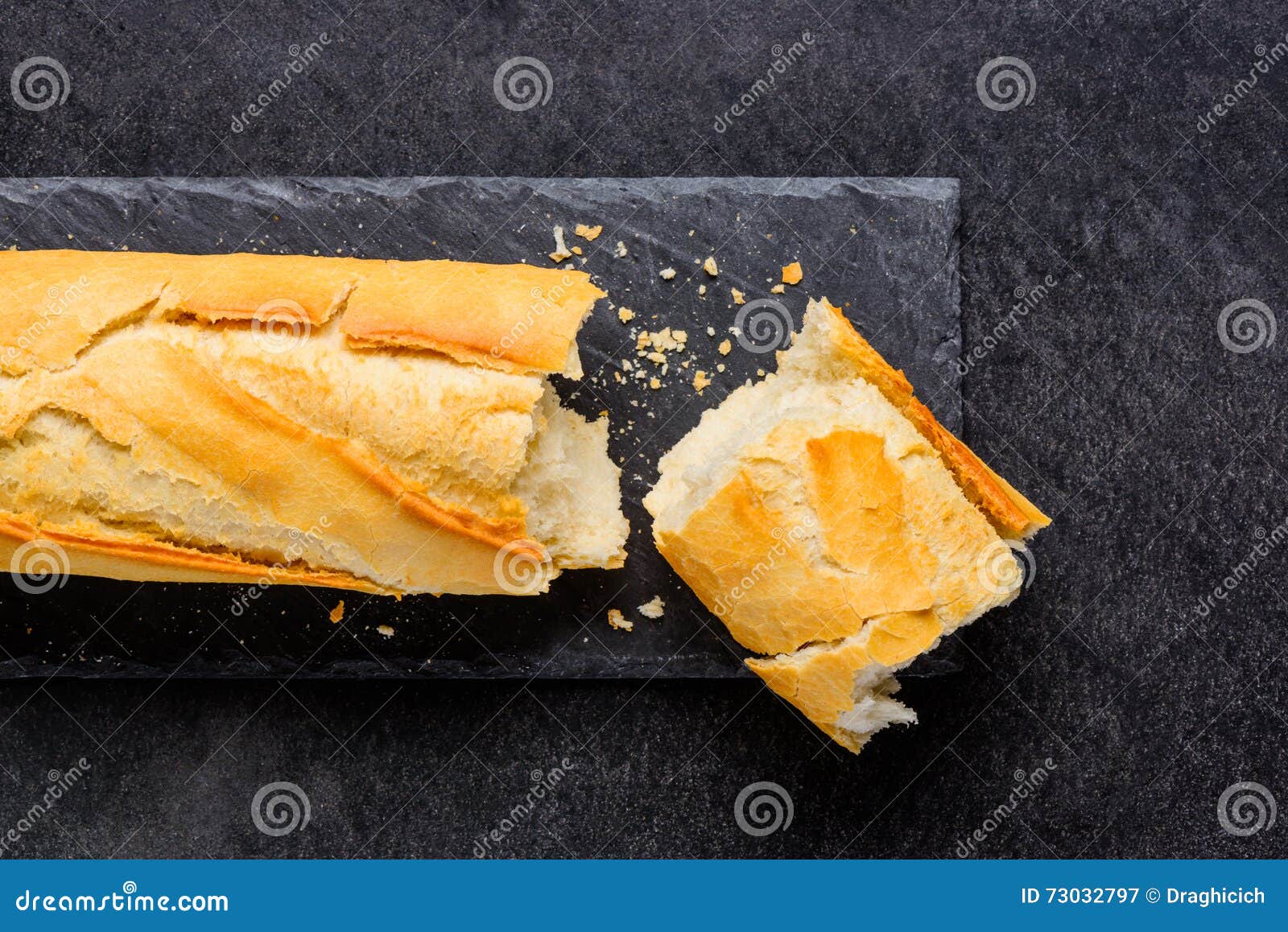 Broken Loaf of French Bread Stock Image - Image of cuisine, french ...