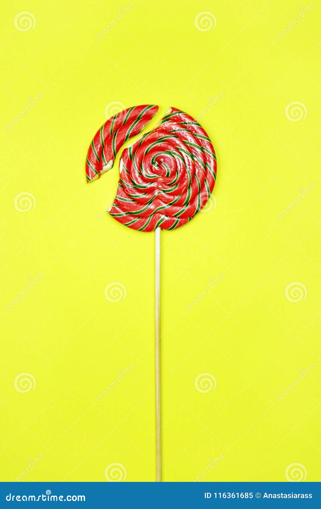 Broken Lollipop on Yellow Background Stock Image - Image of unhealthy ...