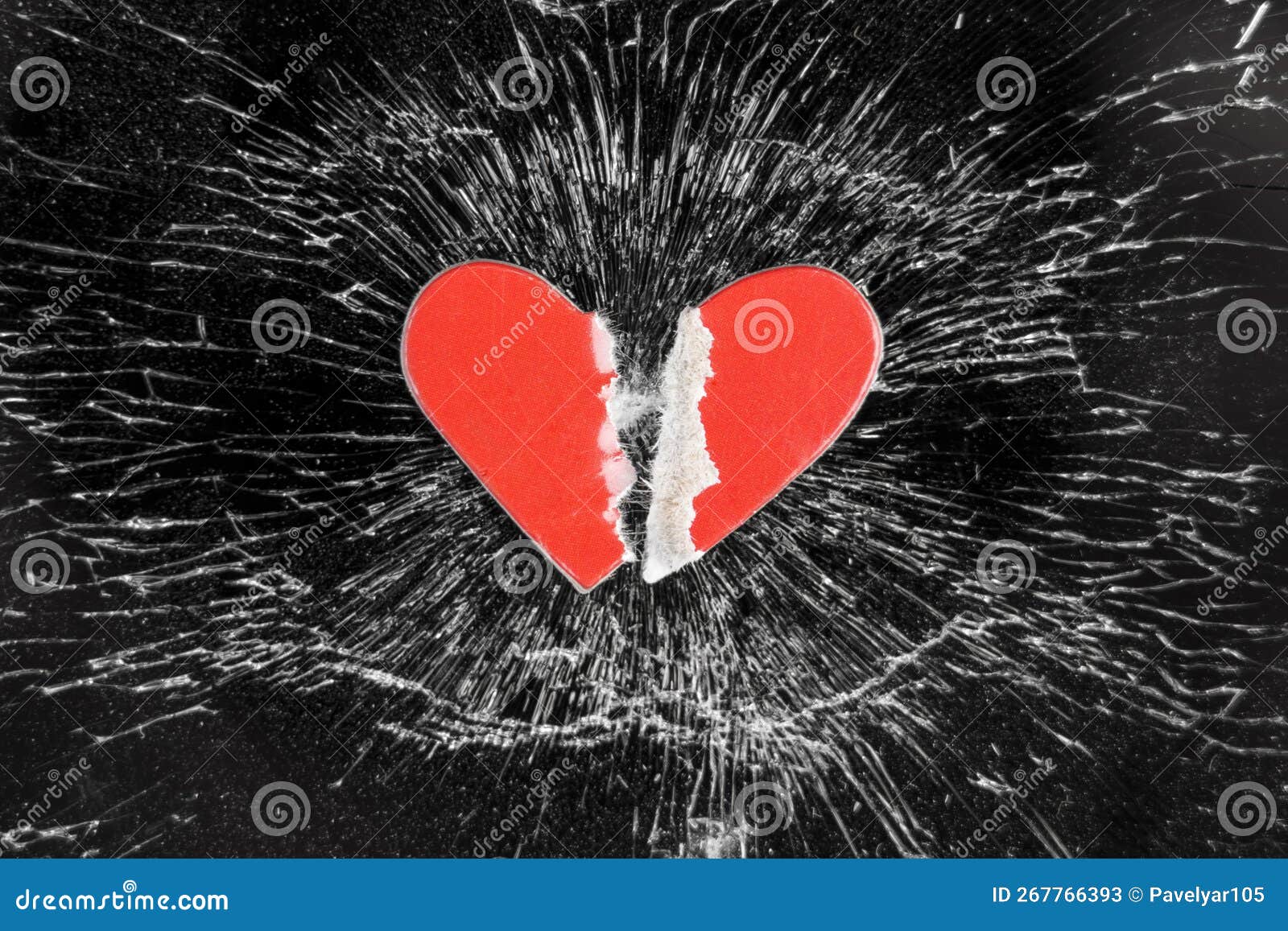 Broken Love Concept with Torn Paper Heart on Crashed Smartphone Stock ...