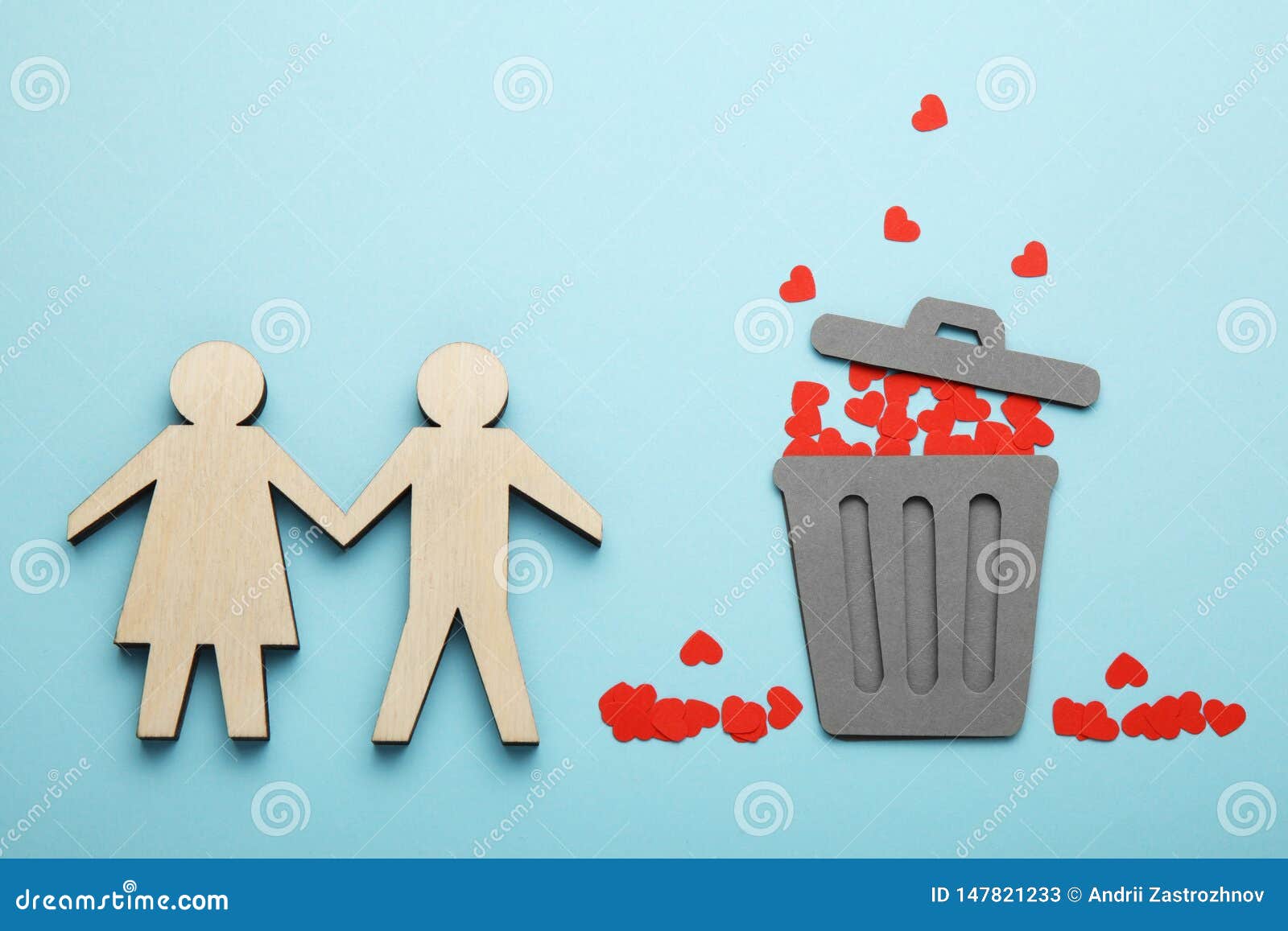 Broken Love and Dumped Red Hearts into Dumpster. Divorce, Parting ...