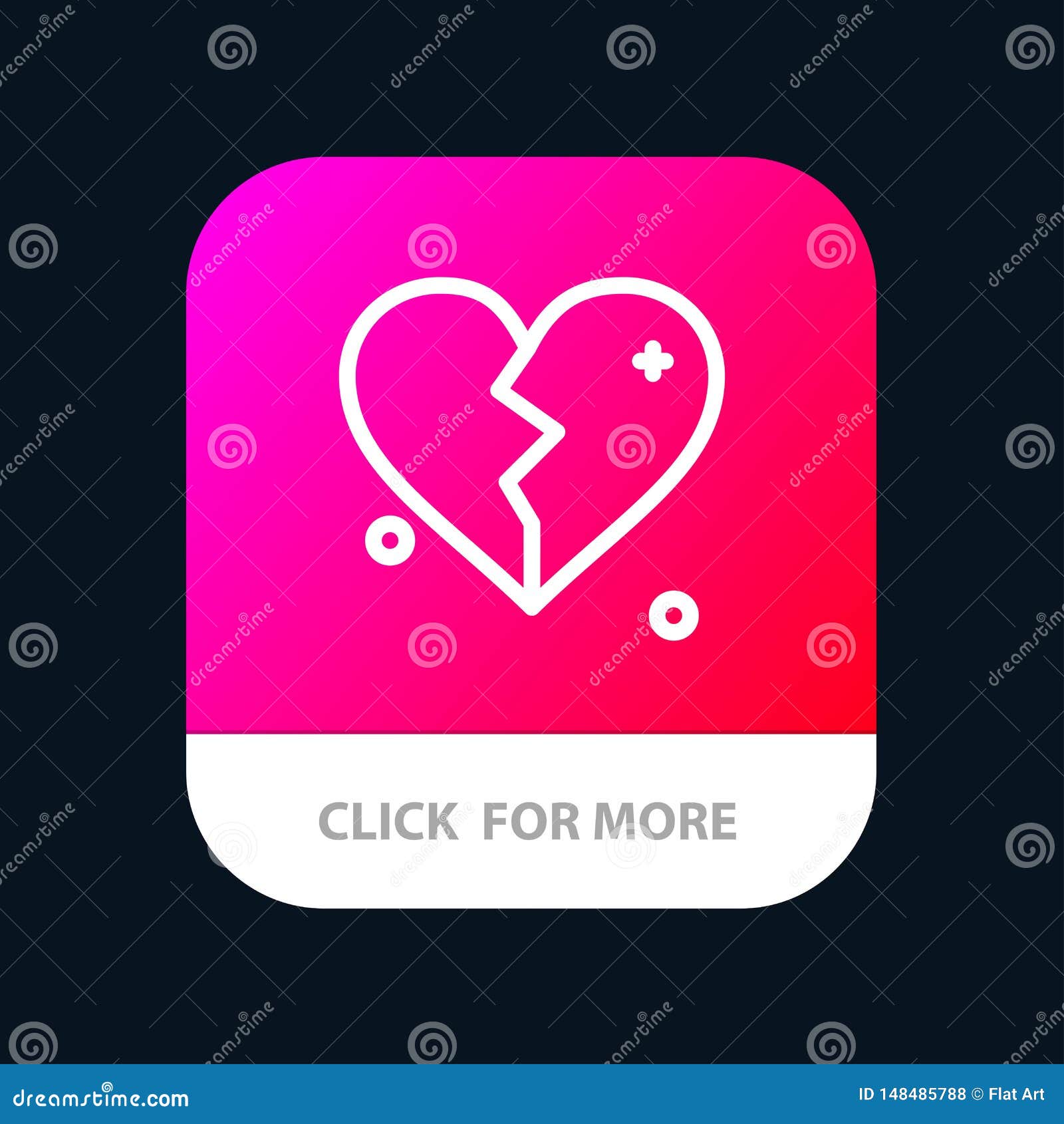 Broken, Love, Heart, Wedding Mobile App Button. Android and IOS Line ...