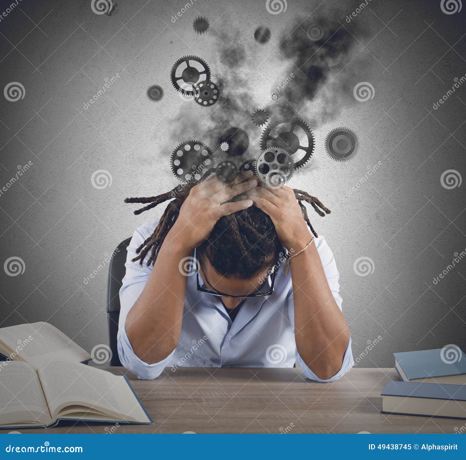 Broken man stock image. Image of library, desk, knowledge - 49438745