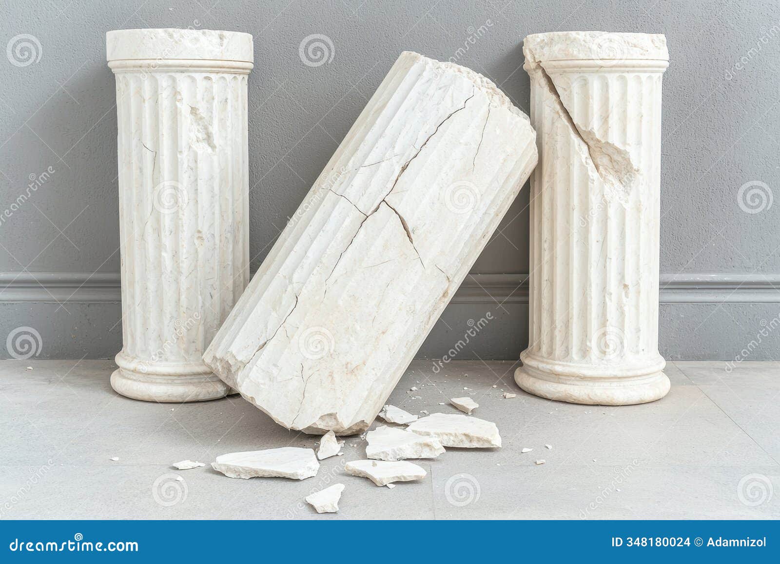 Broken Marble Pillars And Stone Column Ruins As Ancient Building ...