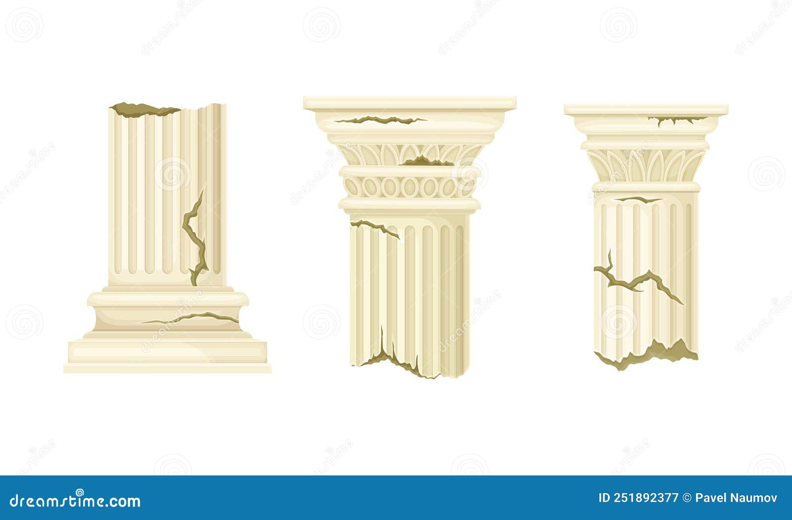 Broken Marble Pillars and Stone Column Ruins As Ancient Building ...