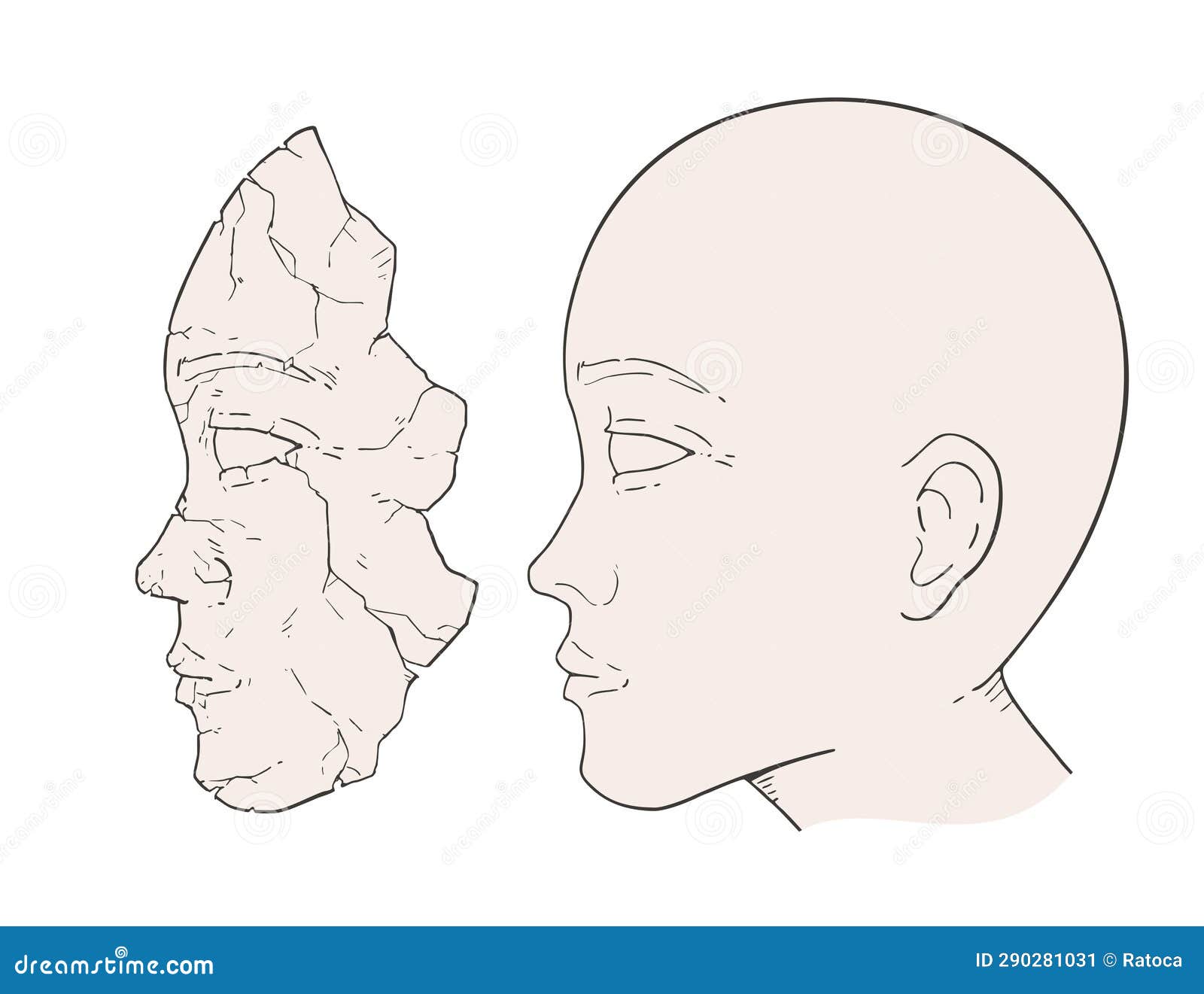Broken Gas Mask Of USSR Period With Skull From One Side, In Center Of ...