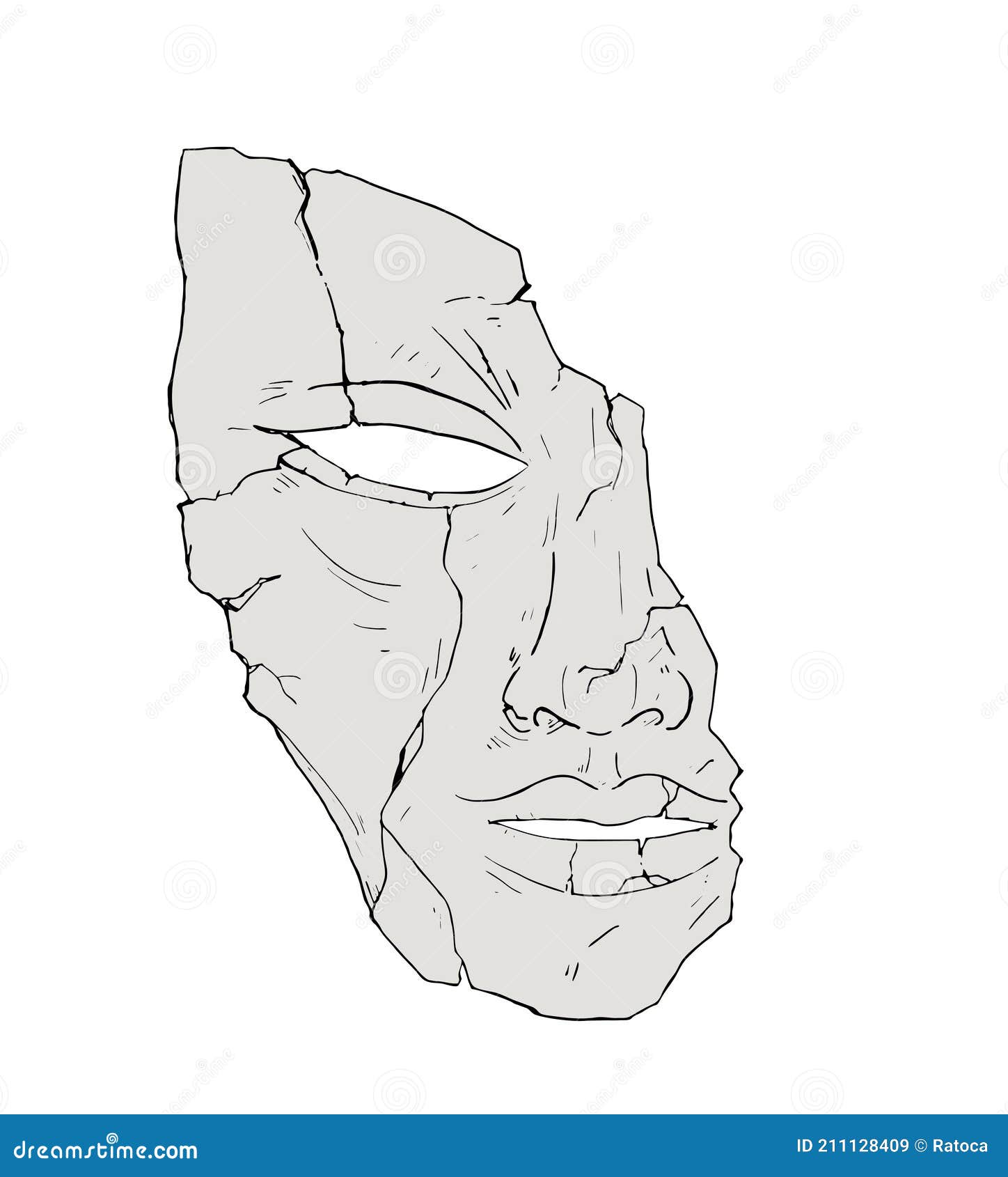 Broken mask illustration stock vector. Illustration of damaged - 211128409