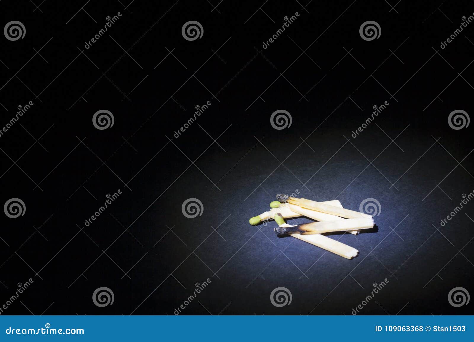 Broken Matches Lightened in the Dark Stock Photo - Image of beam ...