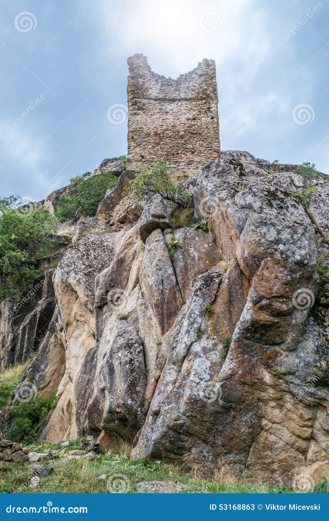 Broken Medieval Tower stock image. Image of wall, mountain - 53168863