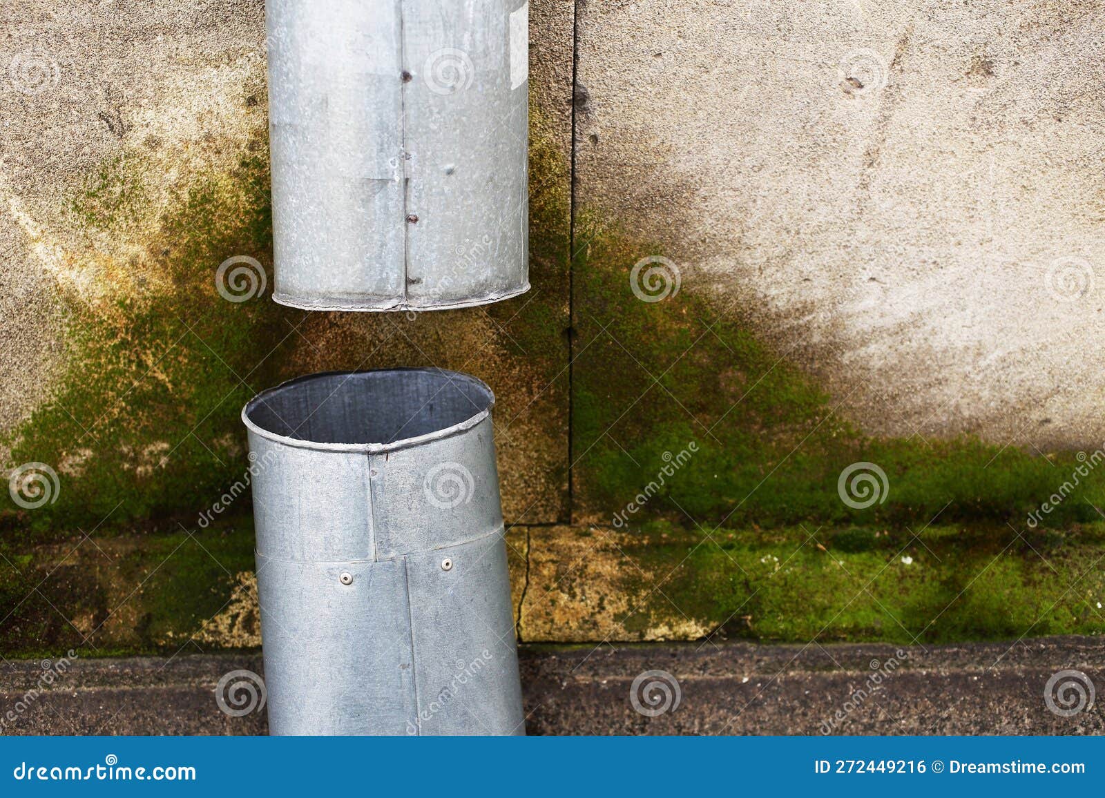 Broken metal gutter stock photo. Image of outdoors, roof - 272449216