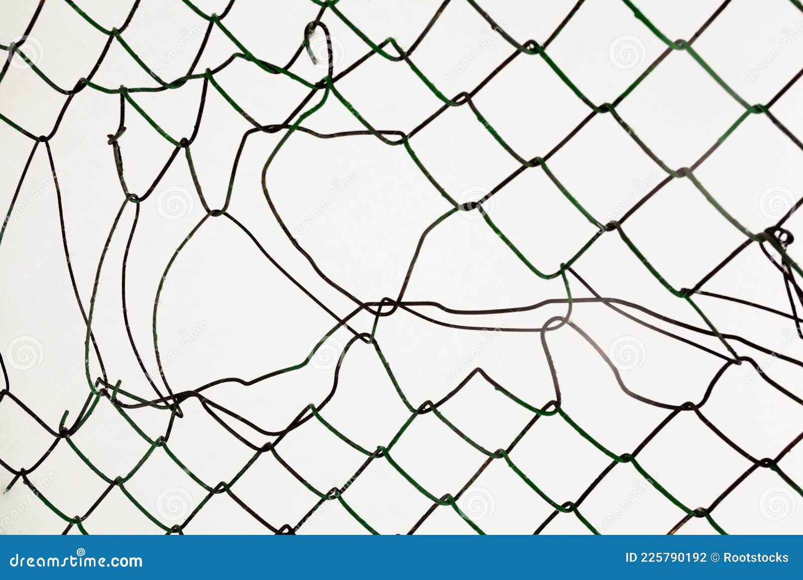Broken metal mesh fence stock photo. Image of confined - 225790192