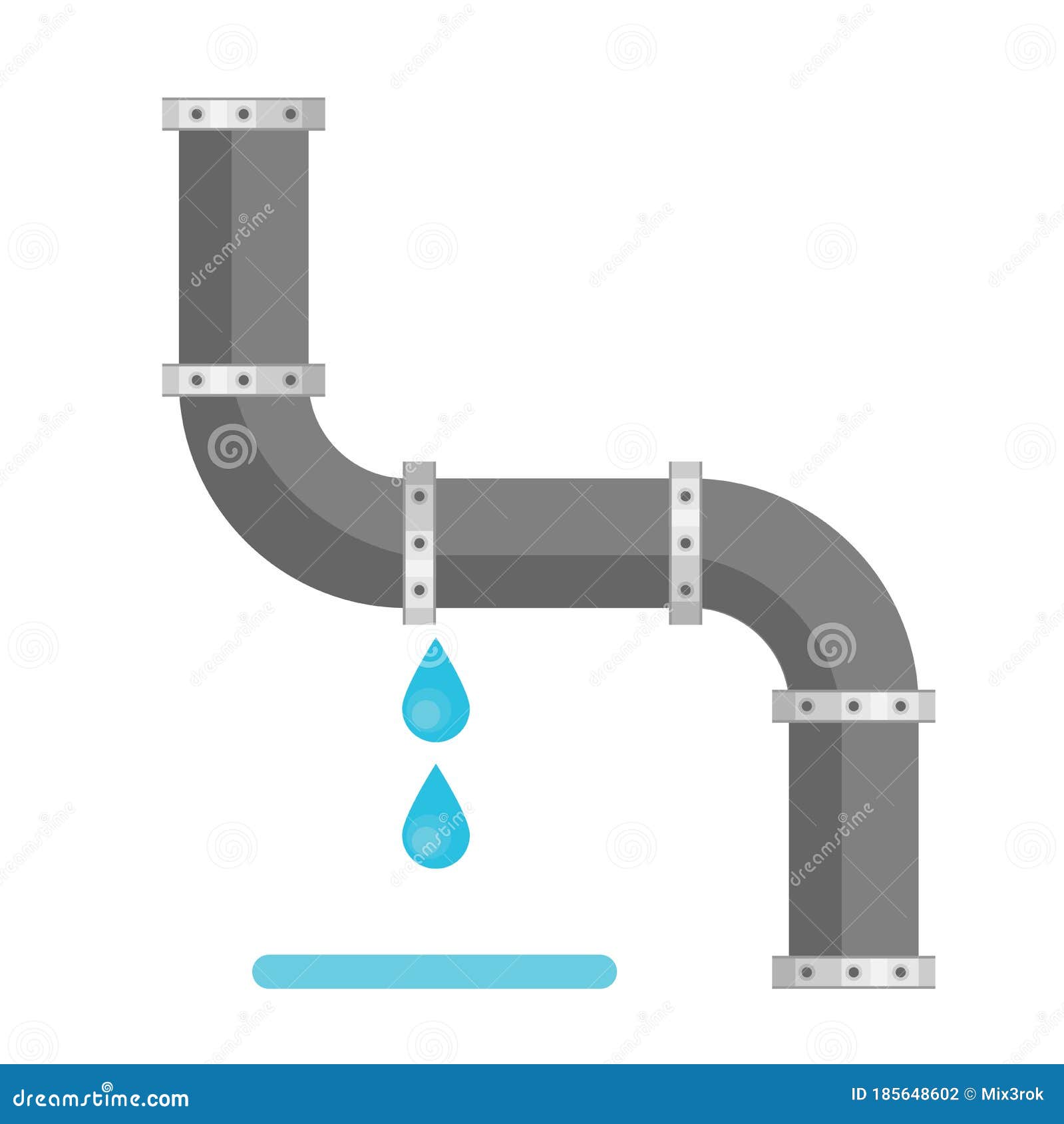 Set Broken Metal Pipe With Leaking Water, Industry Metallic Pipes And ...