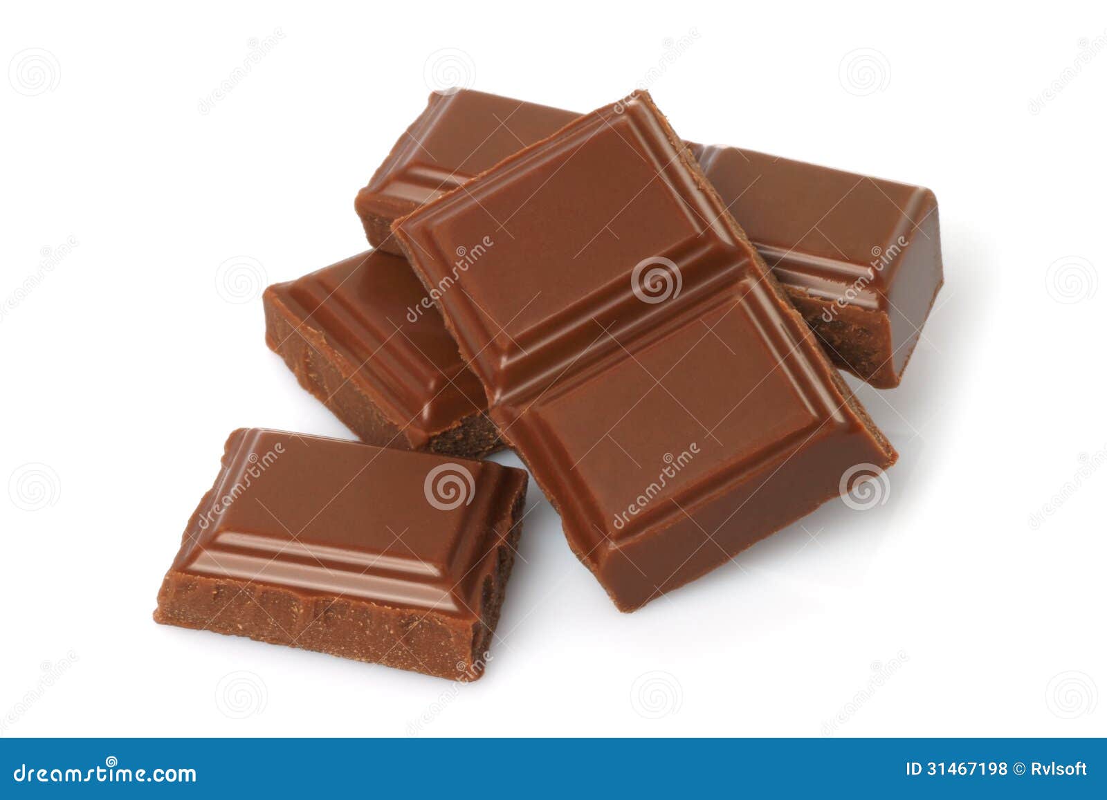 Broken Milk Chocolate Bar Isolated With Shadow. Horizontal Compo Stock ...