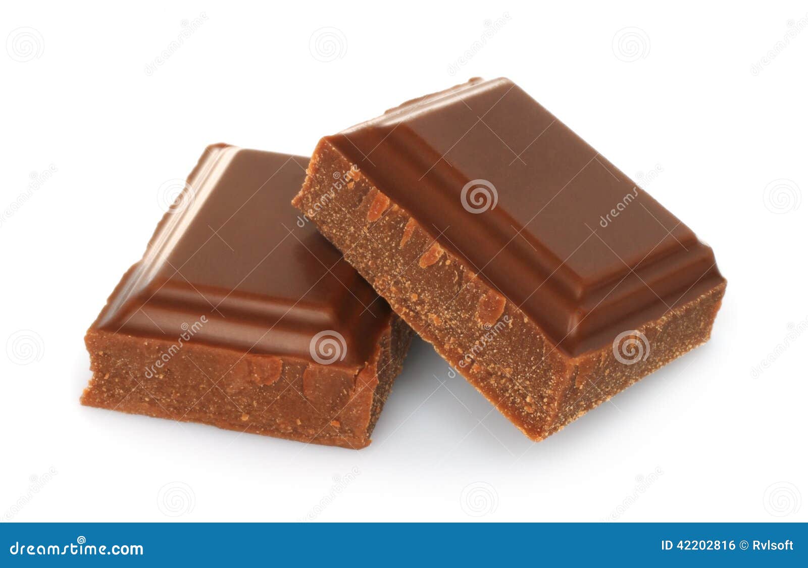 Broken Milk Chocolate Bar Isolated With Shadow. Horizontal Compo Stock ...